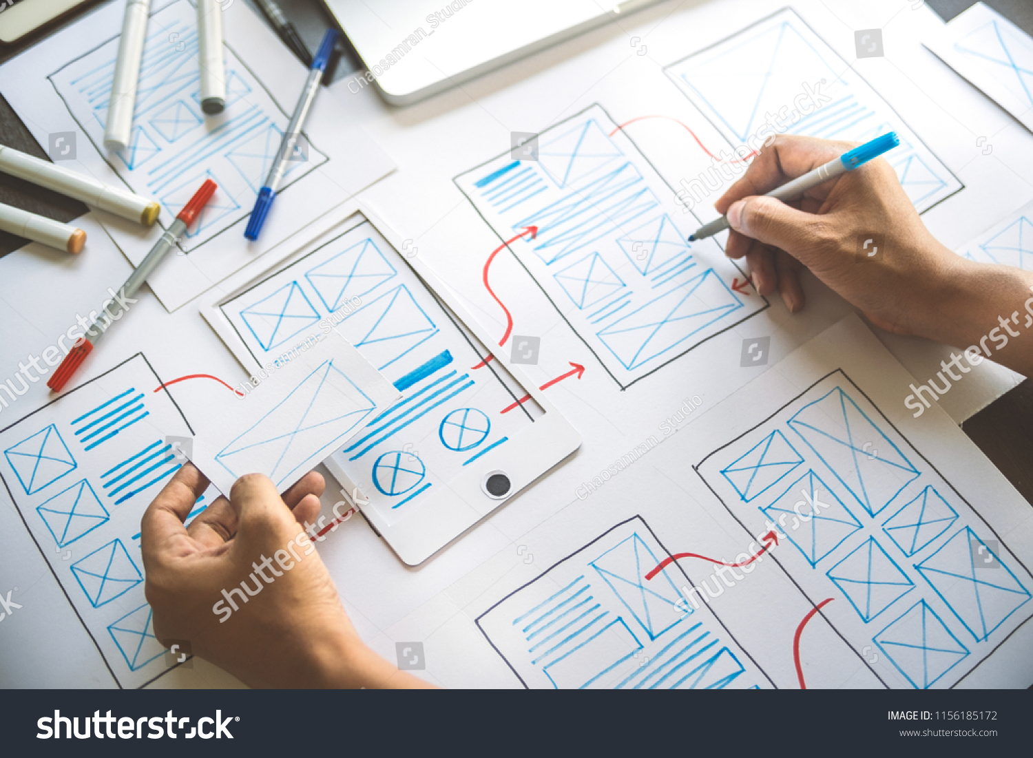 Ux Graphic Designer Creative Sketch Planning Stock Photo 1156185172 ...