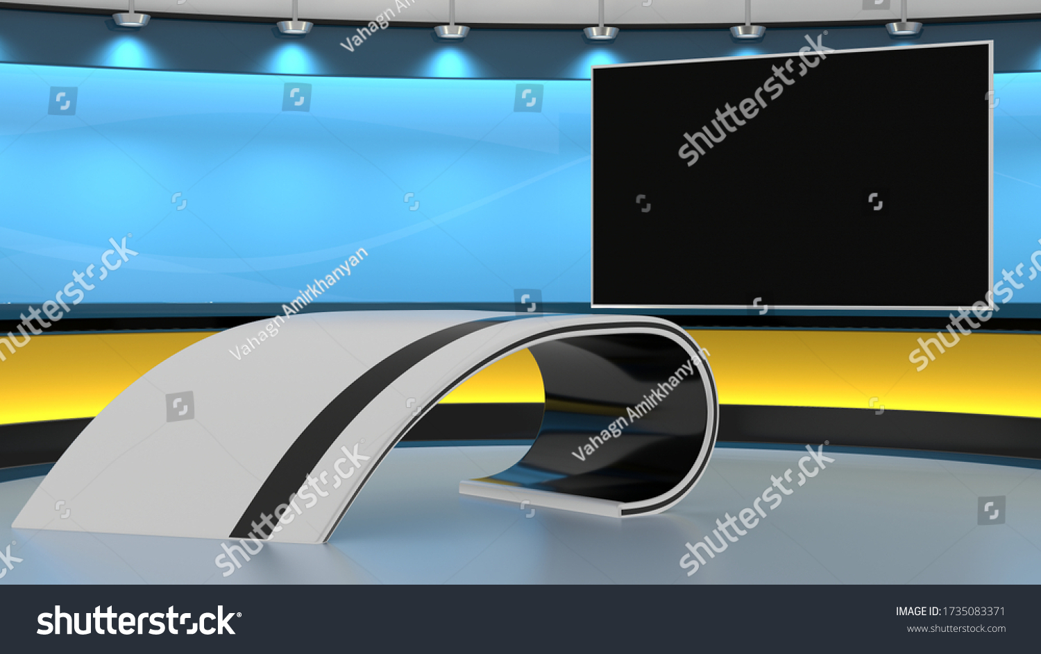 Virtual Tv Studio 3d Rendering Stock Illustration 1735083371 | Shutterstock
