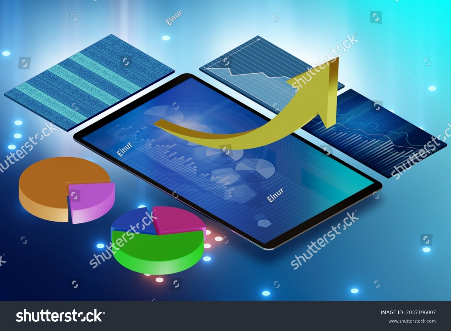 Visualisation Concept Charts 3d Rendering Stock Illustration 2037196007 ...