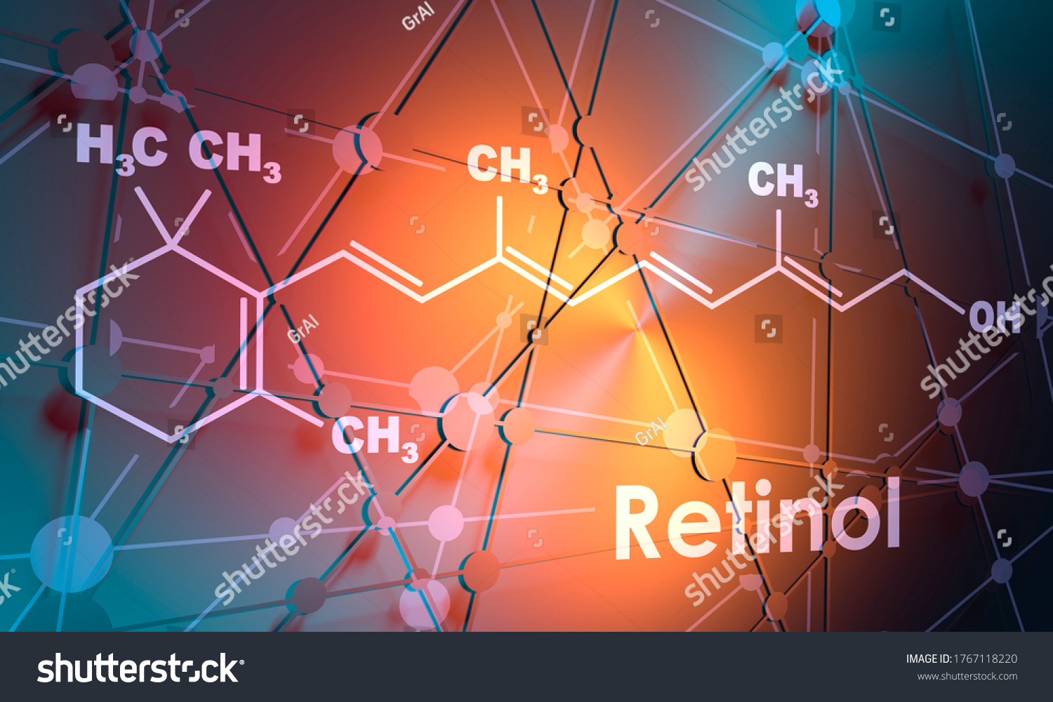 Vitamin Retinol Molecule Skeletal Formula Connected Stock Illustration