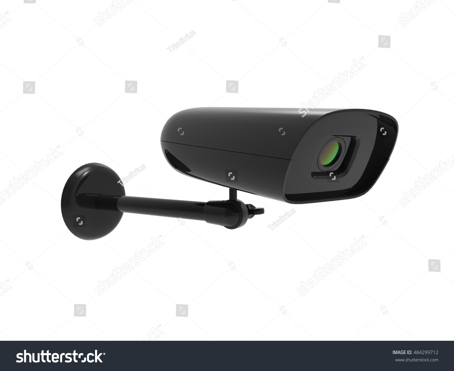 Wall Mounted Security Camera 3d Render Stock Illustration 484299712