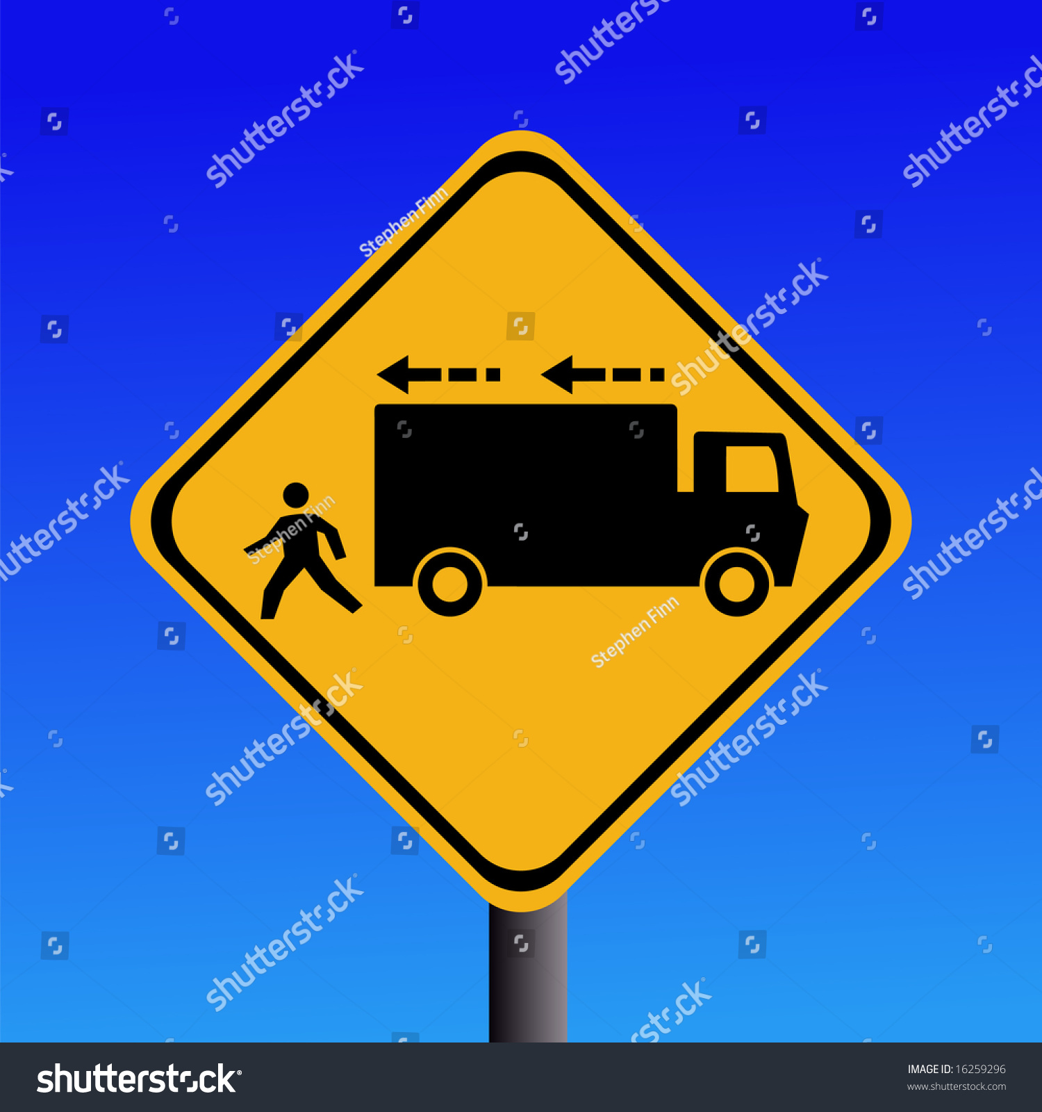 Warning Trucks Reversing Sign On Blue Stock Illustration 16259296 Warning Trucks Reversing Sign On Blue Stock Illustration 16259296