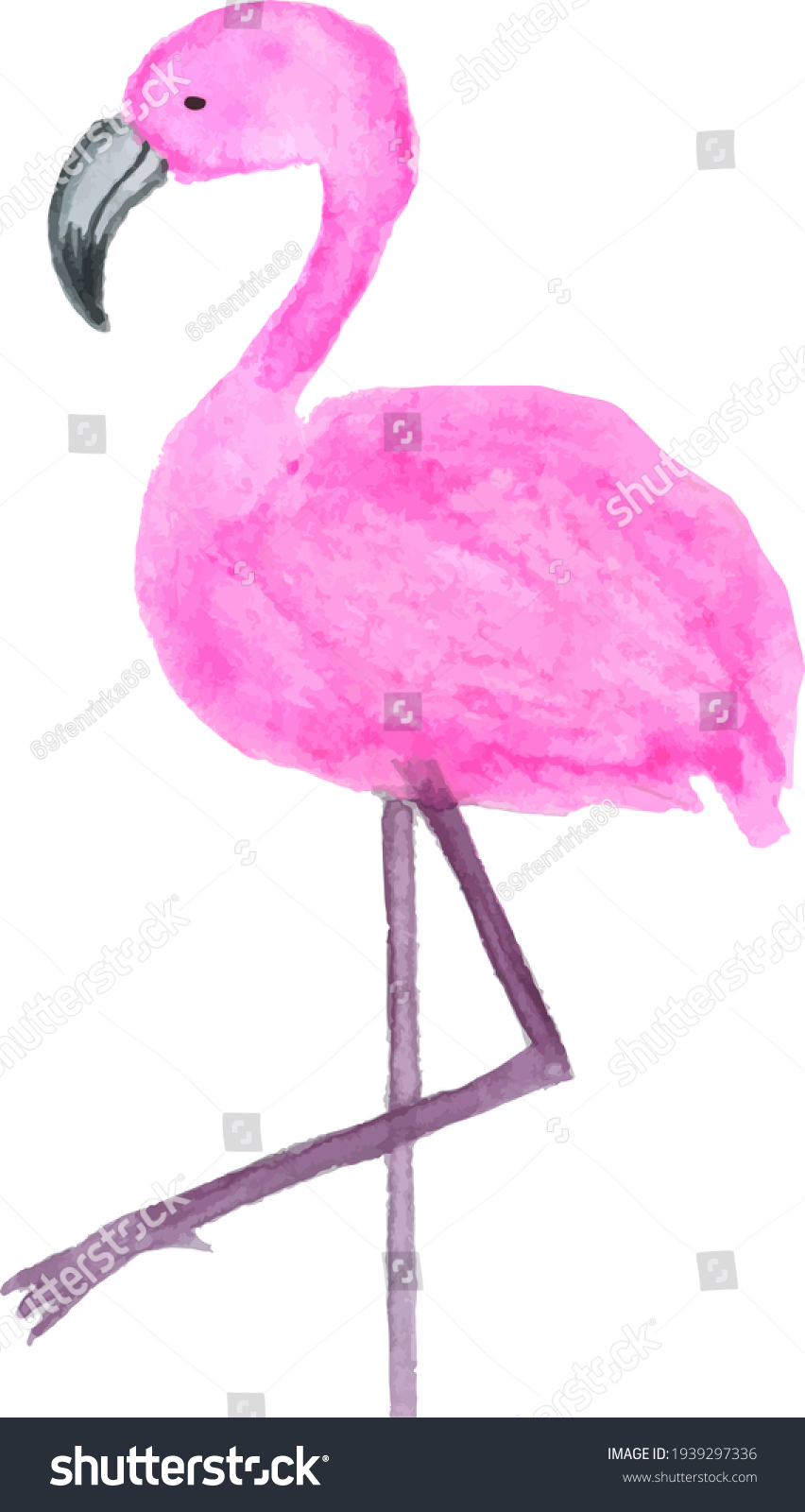 Watercolor Clipart Pink Flamingo Fabric Swatches Stock Illustration ...