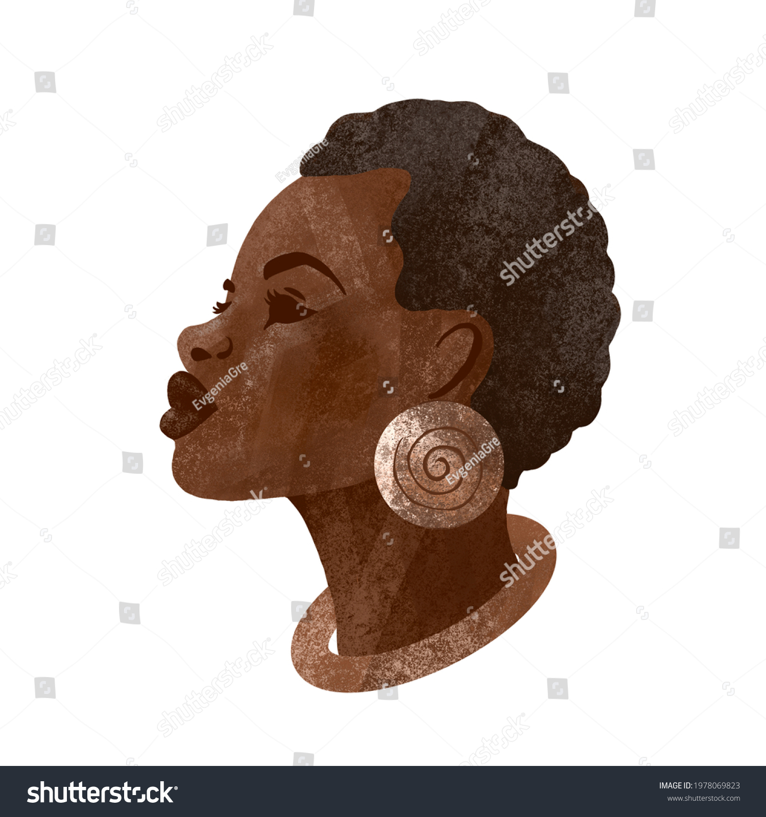 Watercolor Illustration African American Woman Fashion Stock