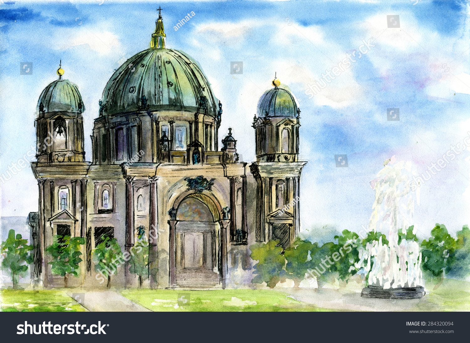 Watercolor Illustration Berliner Dom Berlin Germany Stock Illustration ... Watercolor Illustration Berliner Dom Berlin Germany Stock Illustration ...