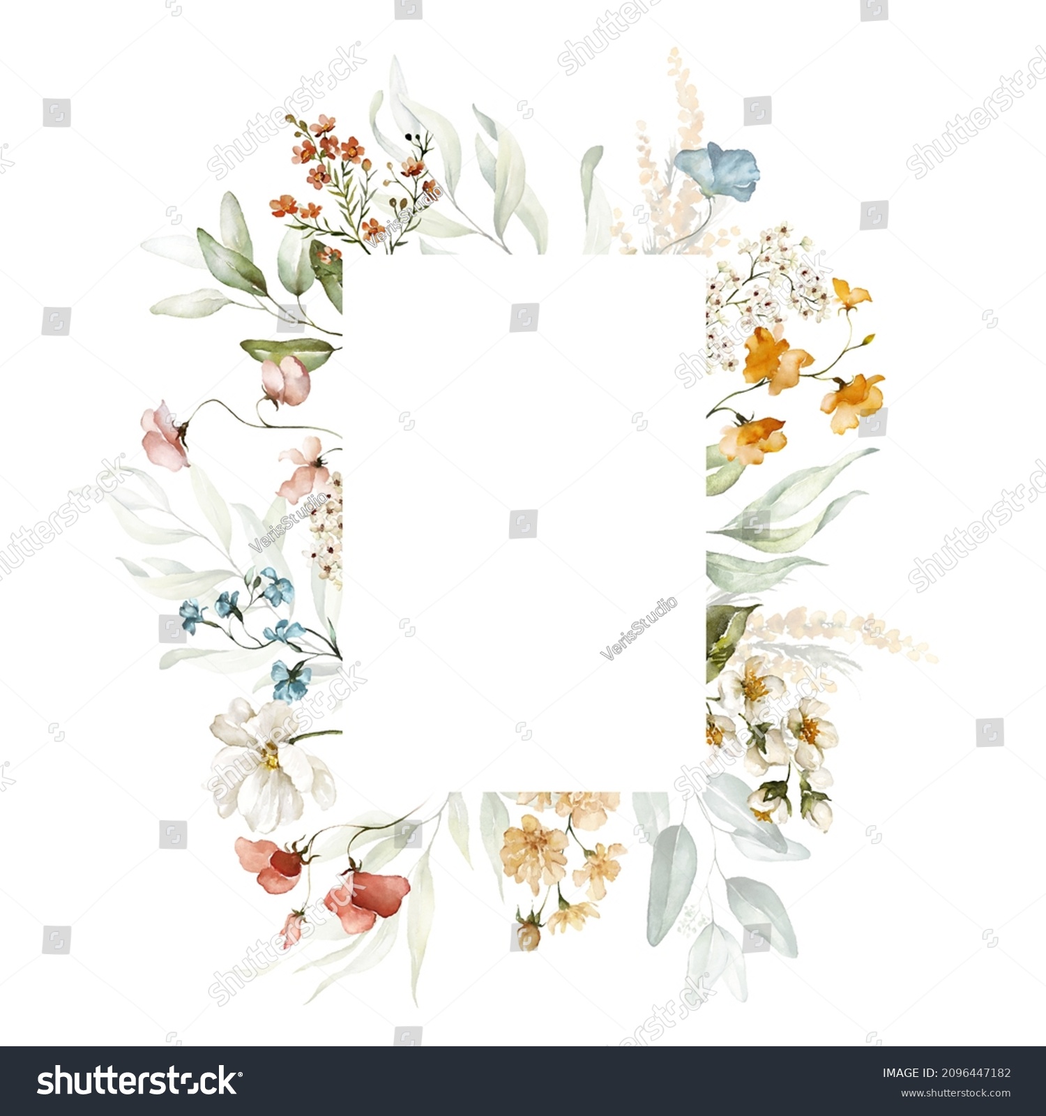 Watercolor Square Floral Frame Illustration Blush Stock Illustration ... Watercolor Square Floral Frame Illustration Blush Stock Illustration ...