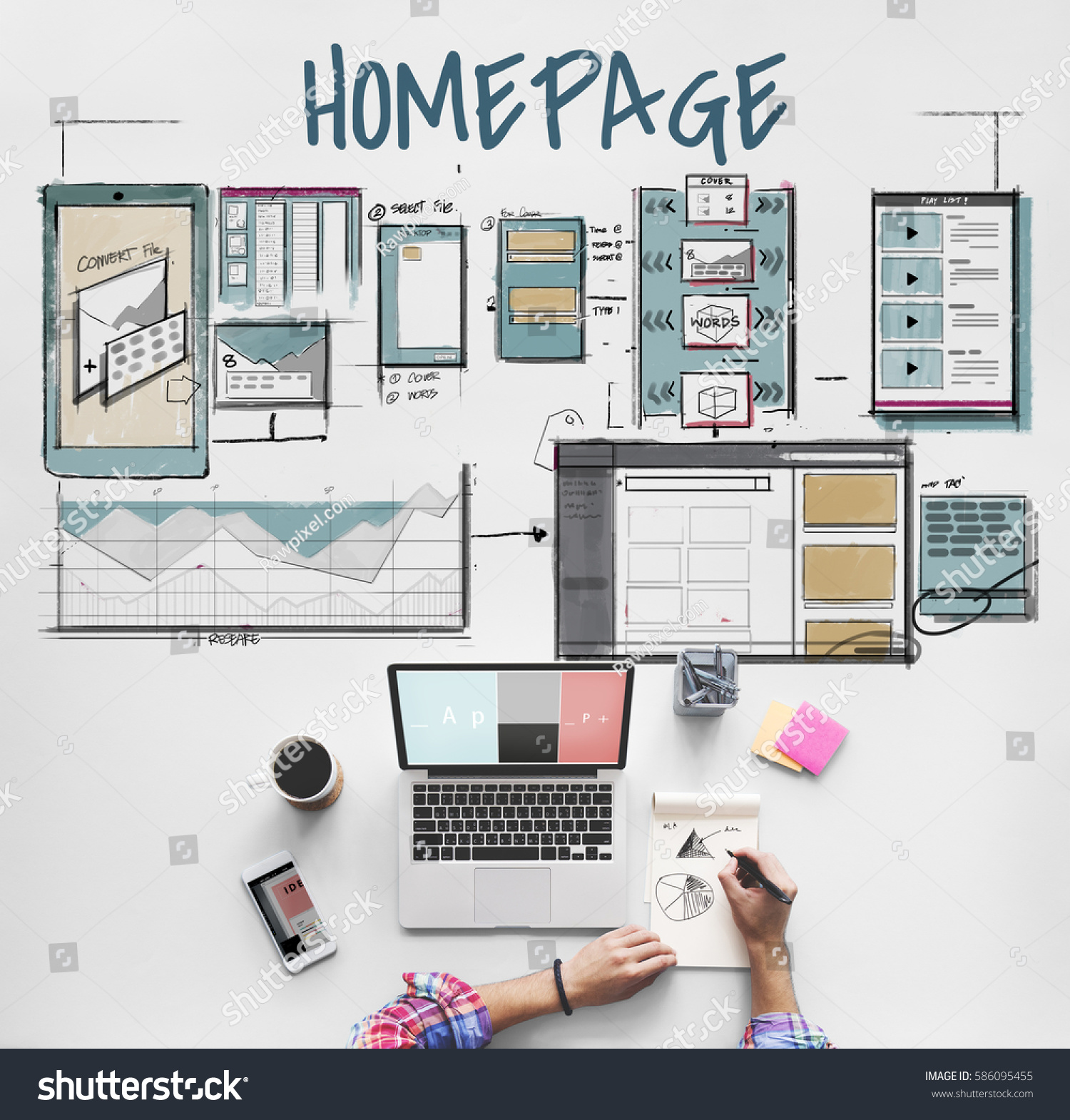 Web Template Layout Draft Sketch Stock Photo 586095455 | Shutterstock