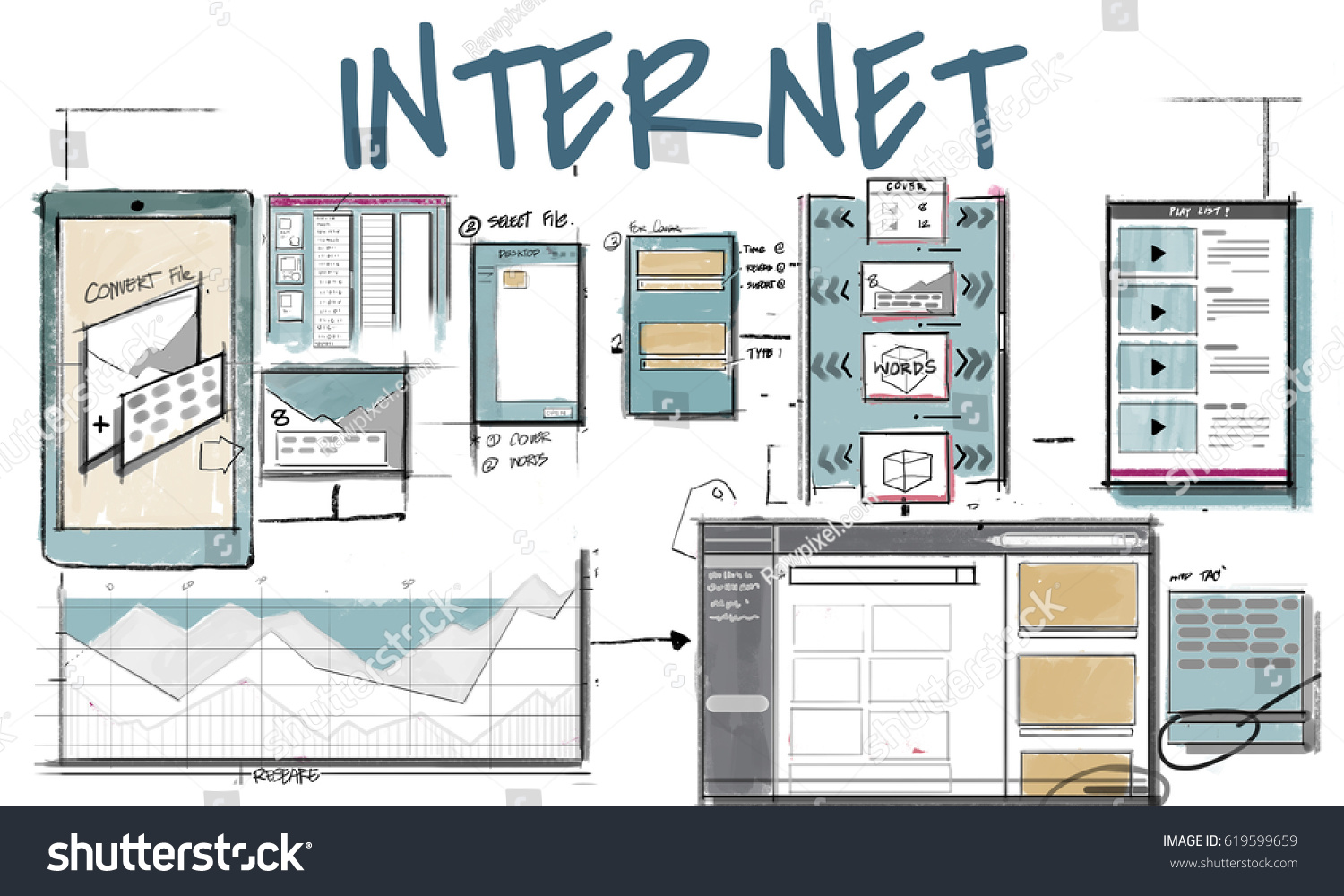 Web Template Layout Draft Sketch Stock Illustration 619599659 ...