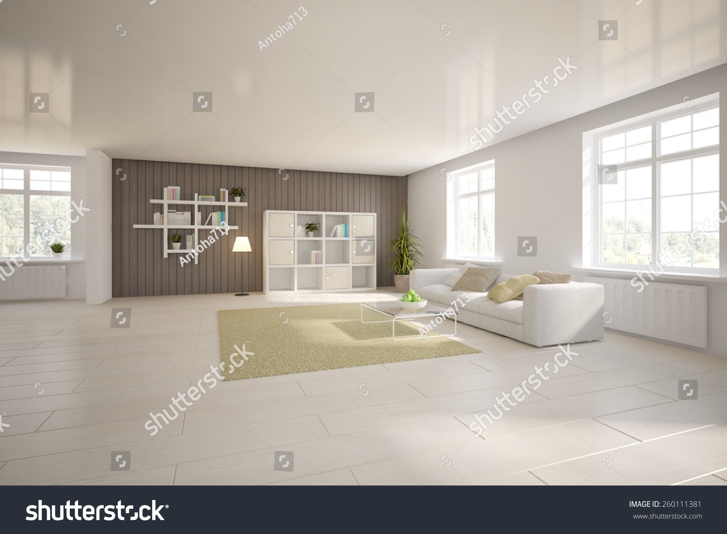 White Empty Interior Design3d Rendering Stock Illustration 260111381 ...