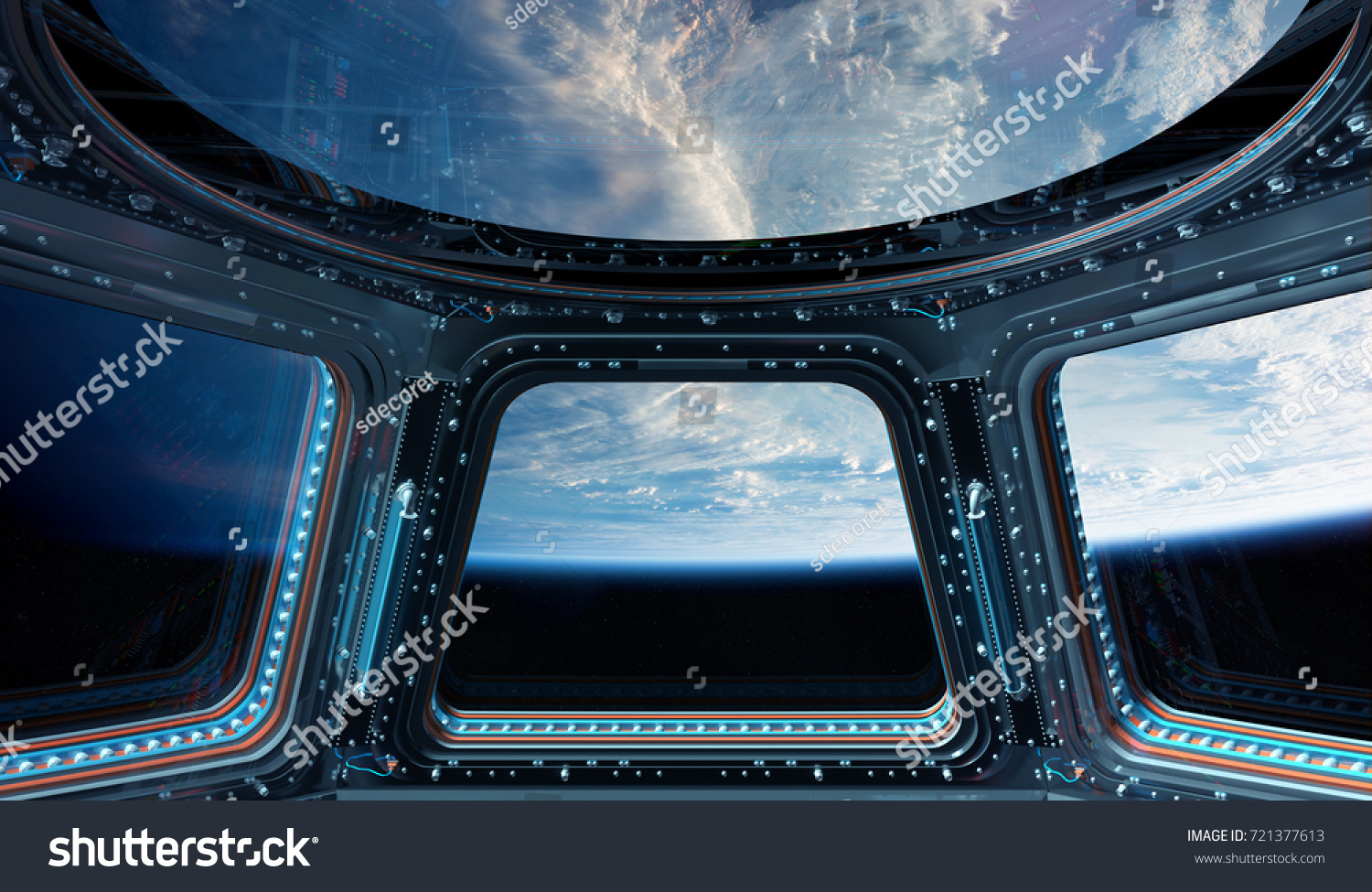 Window View Planet Earth Space Station Stock Illustration 721377613