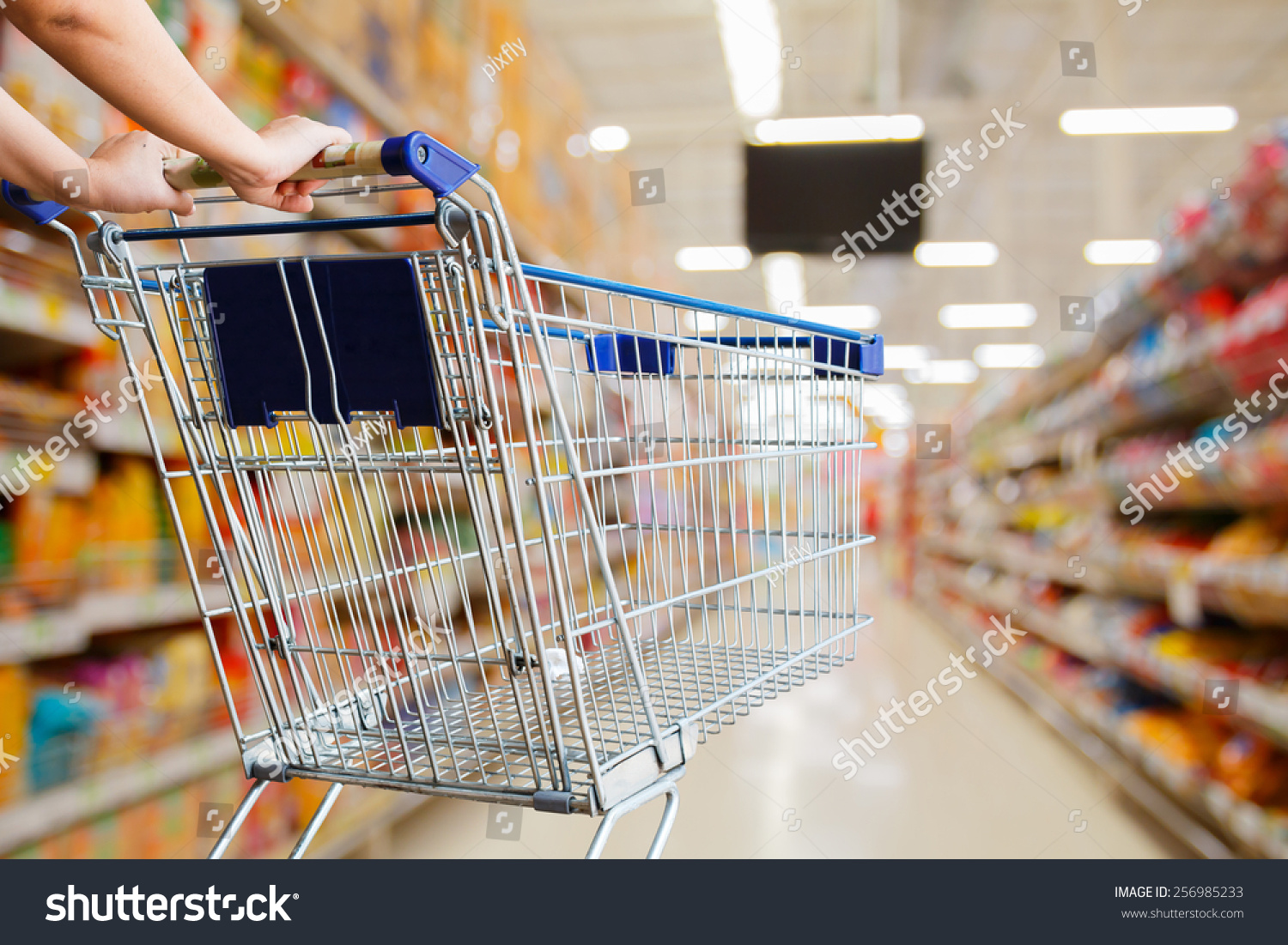 Woman Pushing Shopping Cart Supermarket Stock Photo (Edit Now) 256985233 Woman Pushing Shopping Cart Supermarket Stock Photo (Edit Now) 256985233