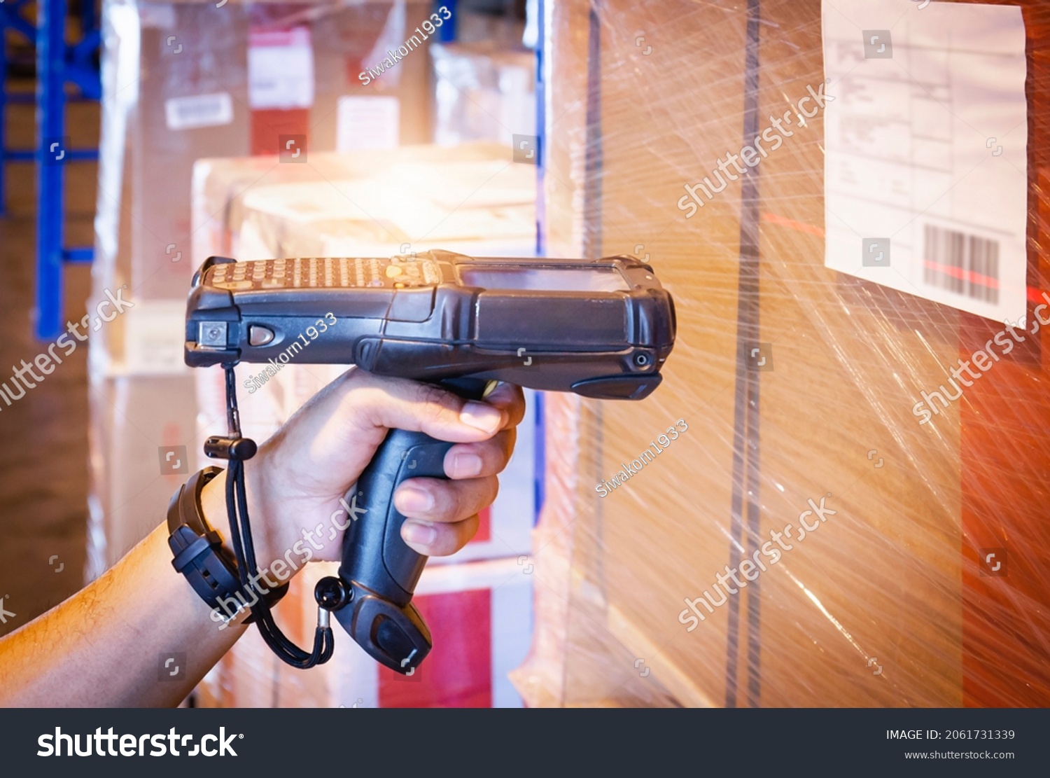 Worker Scanning Bar Code Scanner Package Stock Photo 2061731339 ...