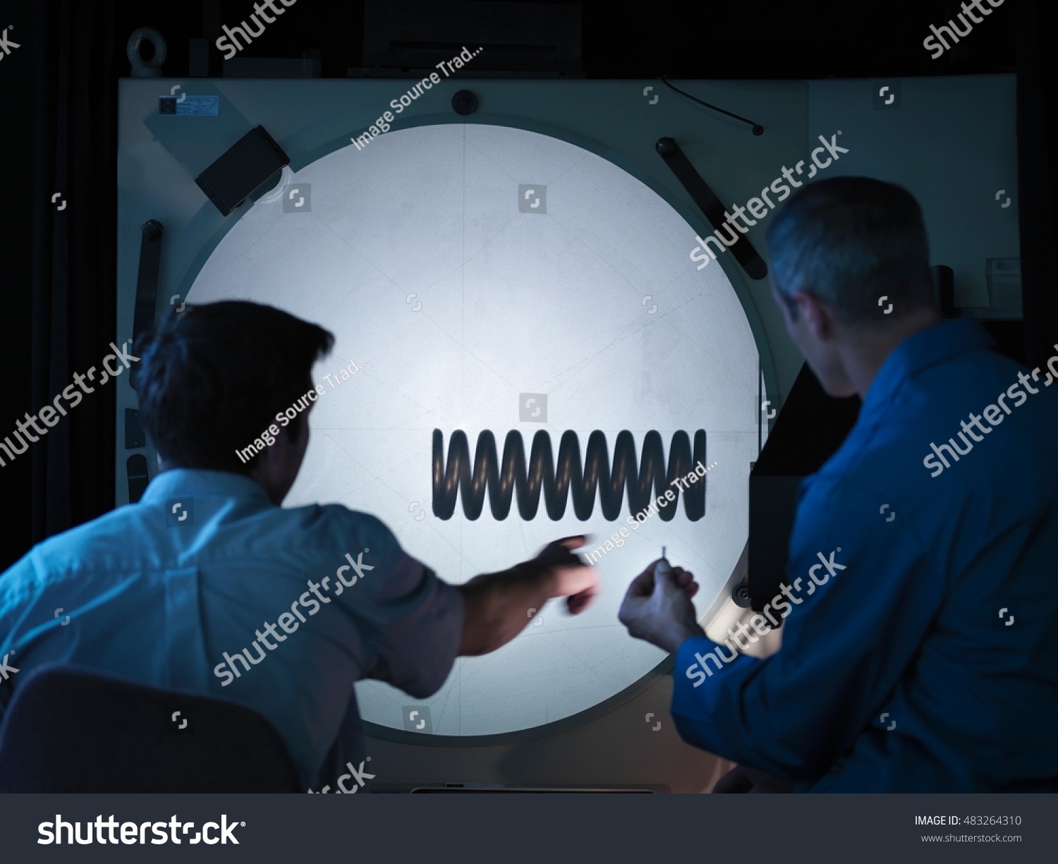 Workers Using Shadow Graph Machine Inspect Stock Photo 483264310 ...