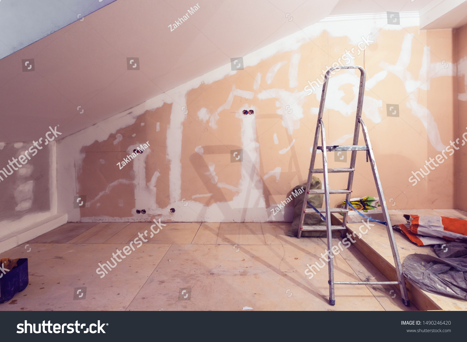 Working Process Renovate Room Installing Drywall Stock Photo 1490246420 ... Working Process Renovate Room Installing Drywall Stock Photo 1490246420 ...
