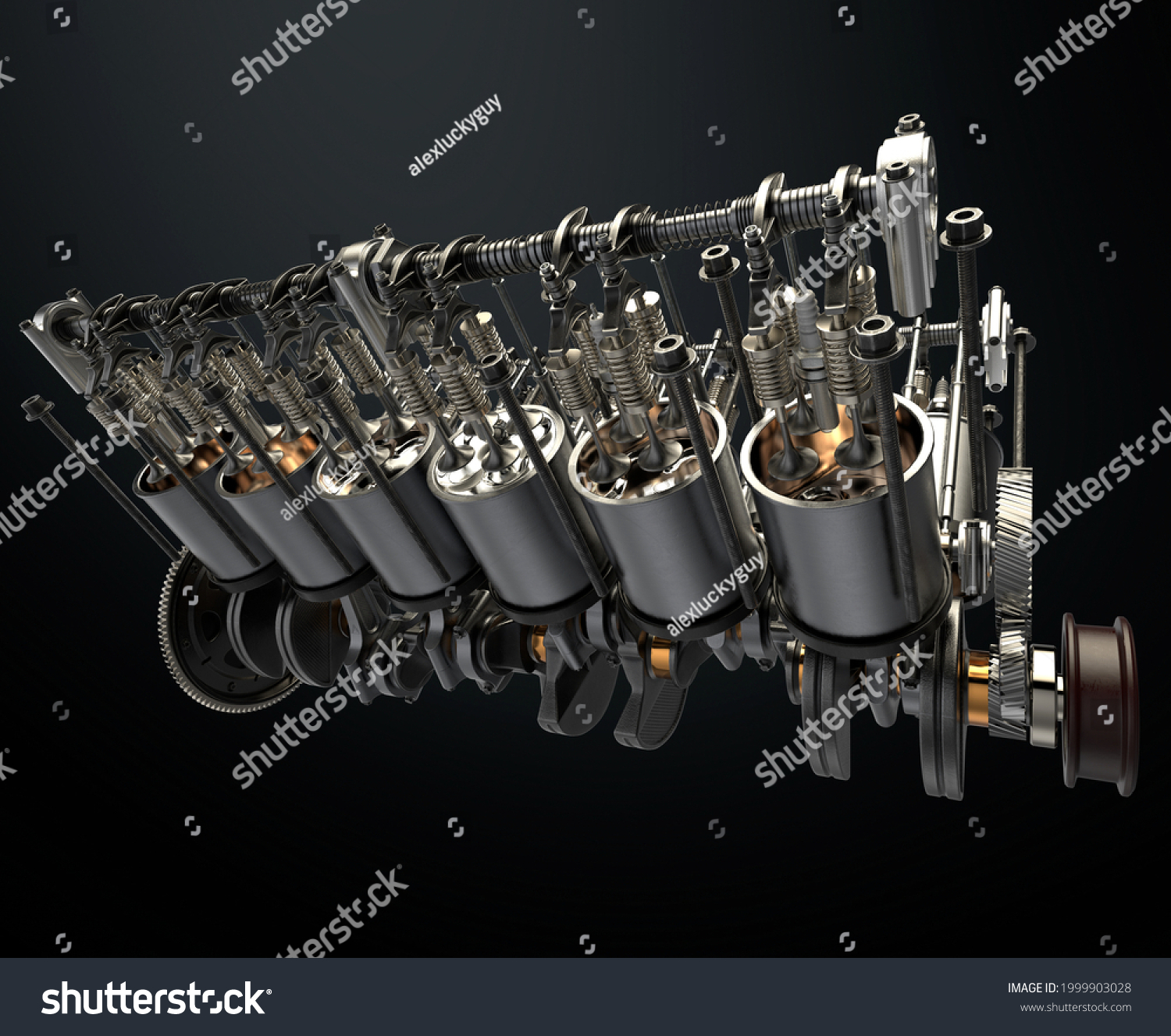 Working V12 Engine 3d Render Stock Illustration 1999903028