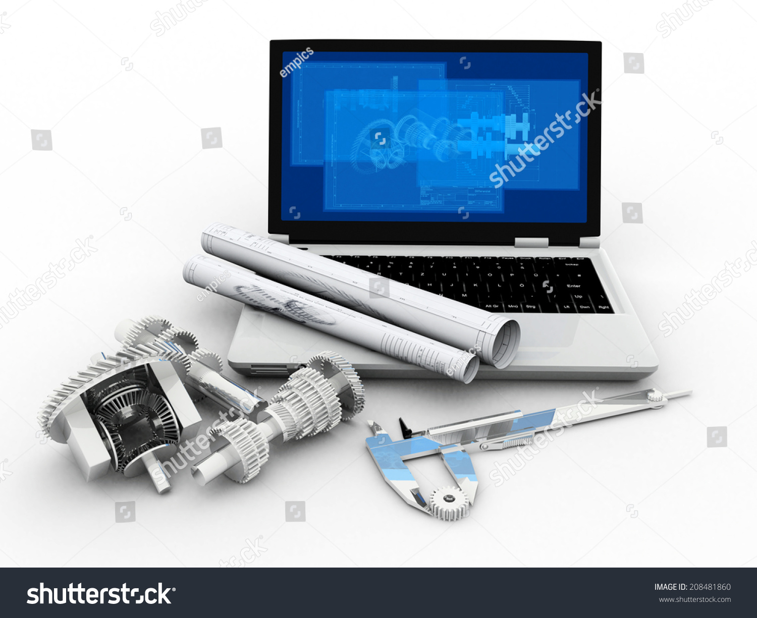 Workstation Computer Aided Engineering Stock Illustration 208481860 ...