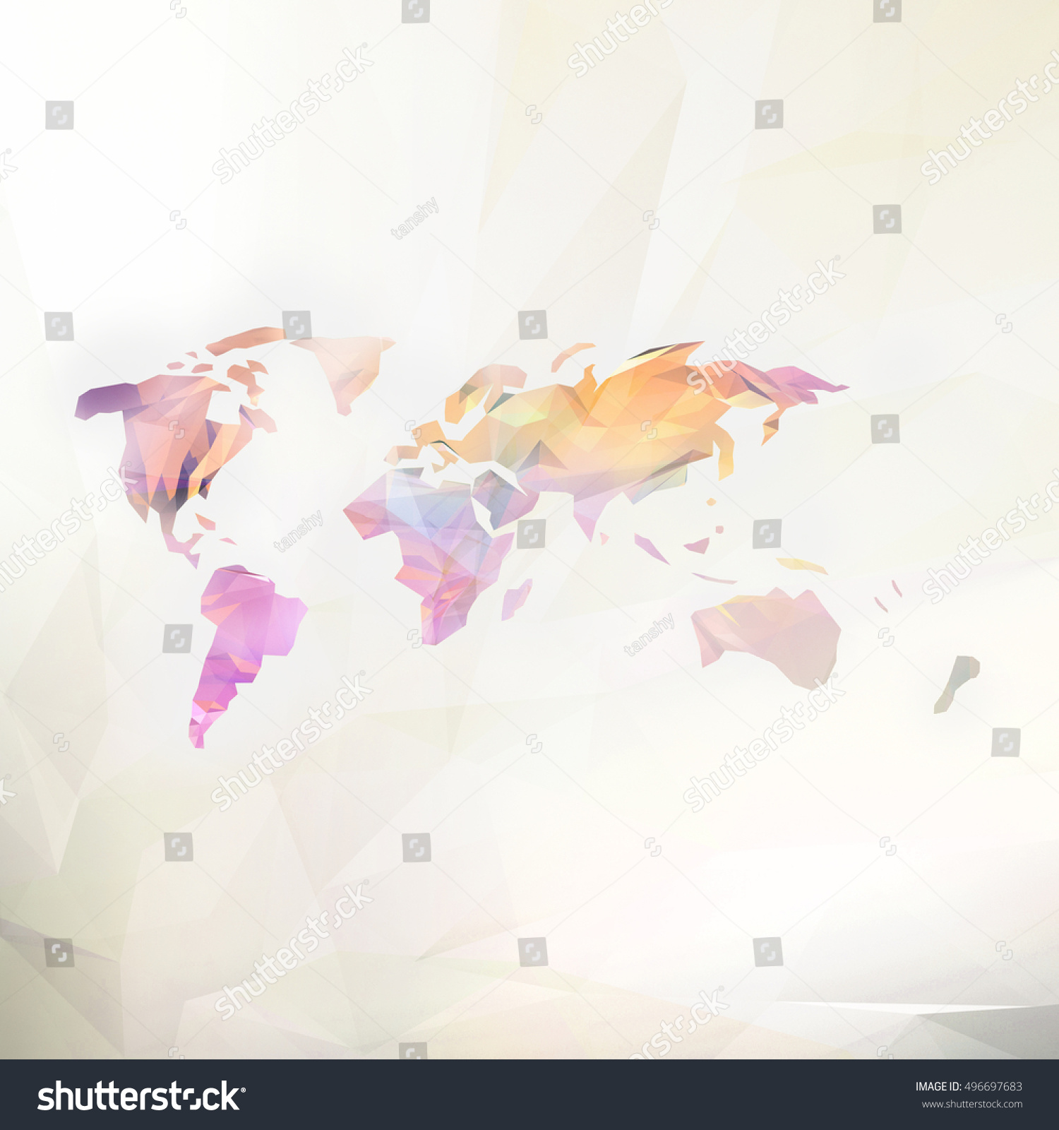 World Map Polygons Stock Illustration 496697683