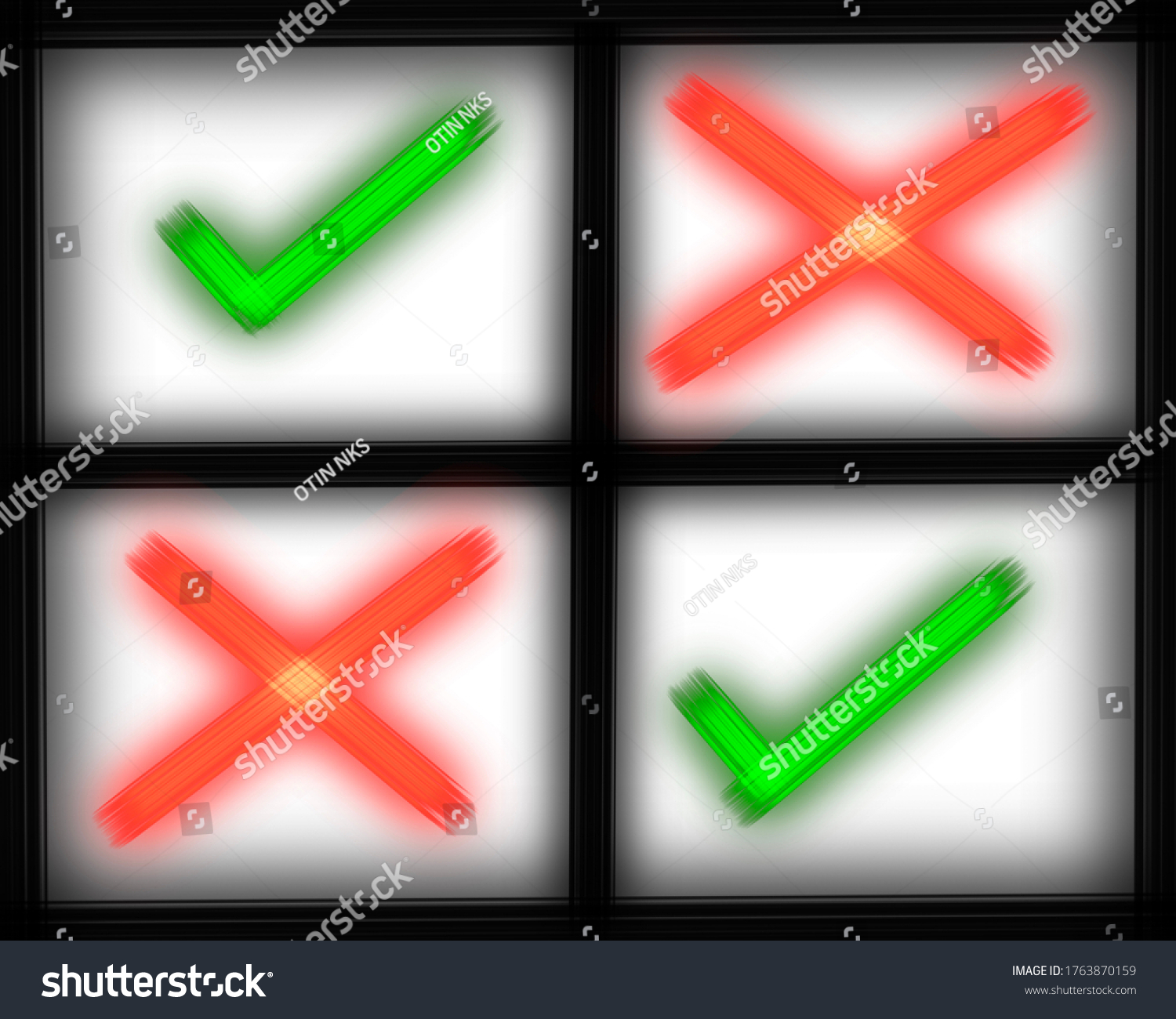 Wrong Mark Correct Square Stock Illustration 1763870159 | Shutterstock