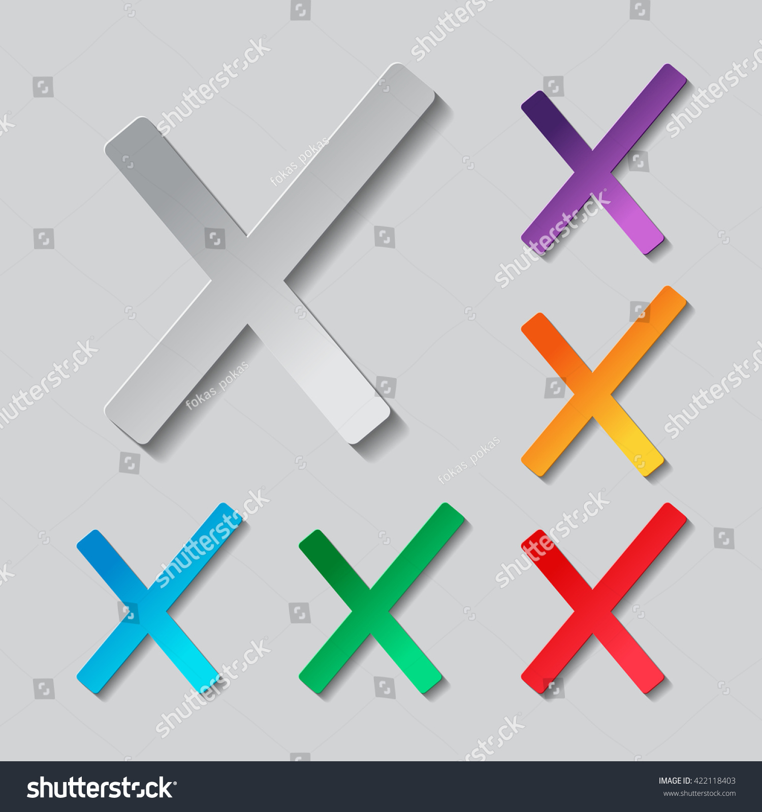 Wrong Mark Icon Set Paper Design Stock Illustration 422118403 ...