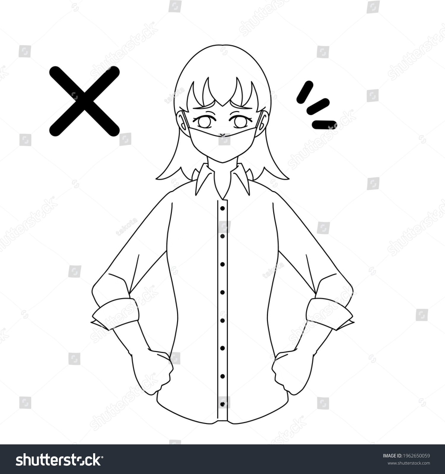 Wrong Way Wear Mask Female Line Stock Illustration 1962650059 ... Wrong Way Wear Mask Female Line Stock Illustration 1962650059 ...