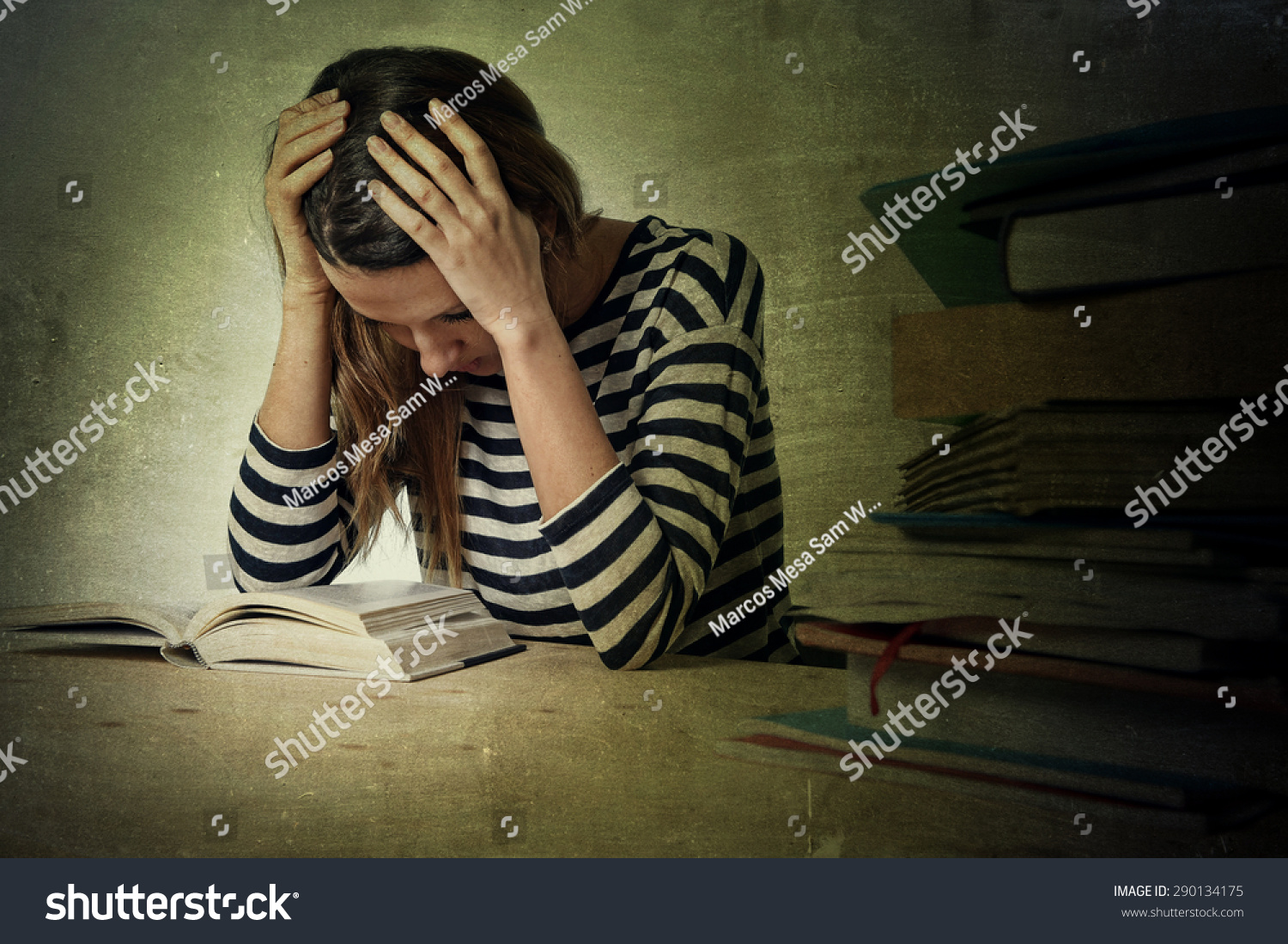 Young Stressed Student Girl Studying Pile Stock Photo 290134175 ... Young Stressed Student Girl Studying Pile Stock Photo 290134175 ...