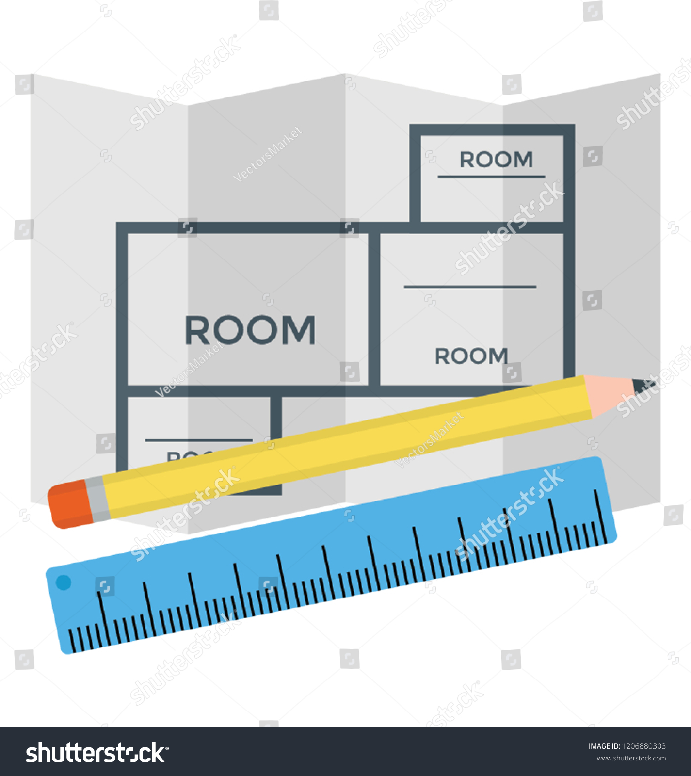 Map Blueprints Building Plan Stock Vector (Royalty Free) 1206880303