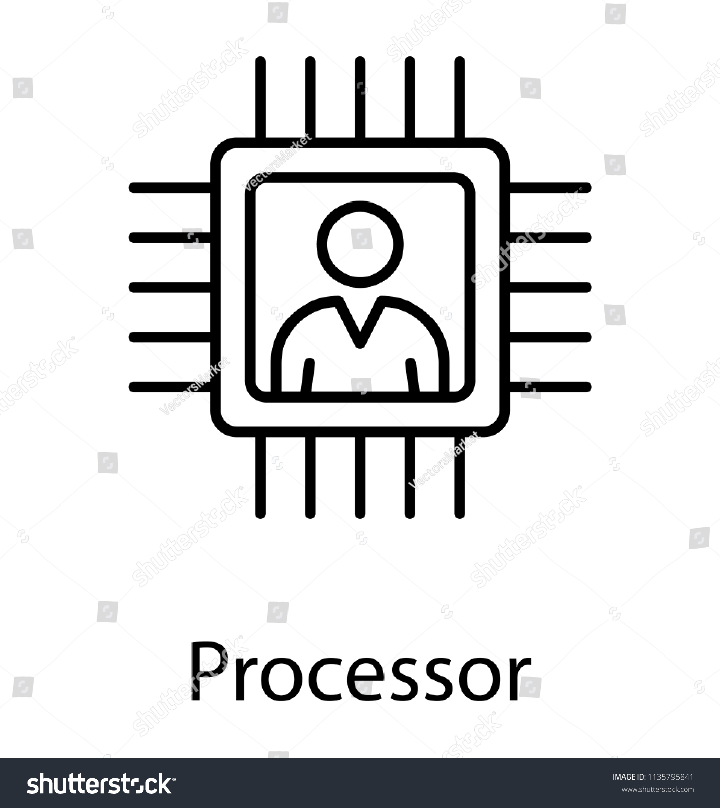 Person Avatar On Processor Chip Processor Stock Vector (Royalty Free ...