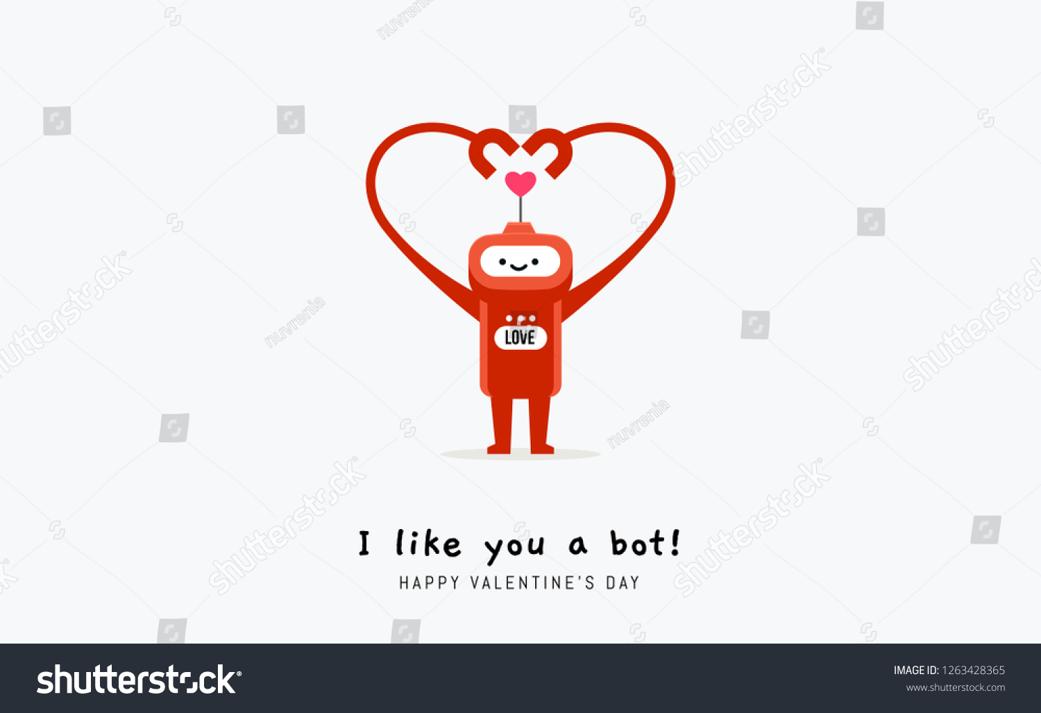 Red Robot Posing Heart Shaped Stock Vector (Royalty Free) 1263428365 ...