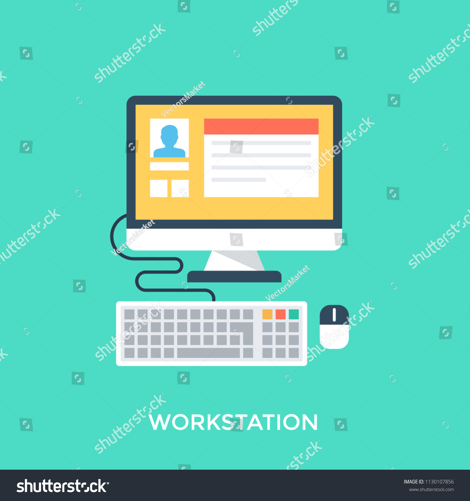 Icon Depicting Desktop Computer Different Applications Stock Vector ...