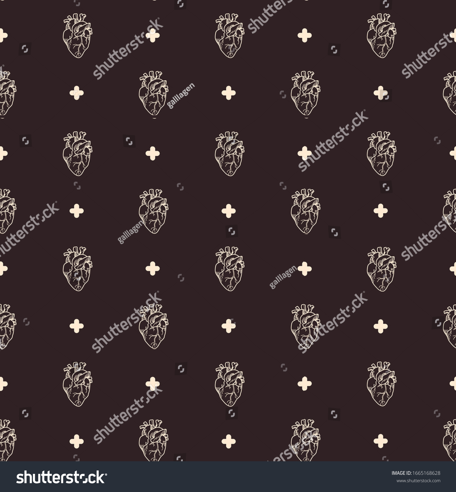 Anatomical Heart Pattern On Dark Background Stock Vector (Royalty Free ...