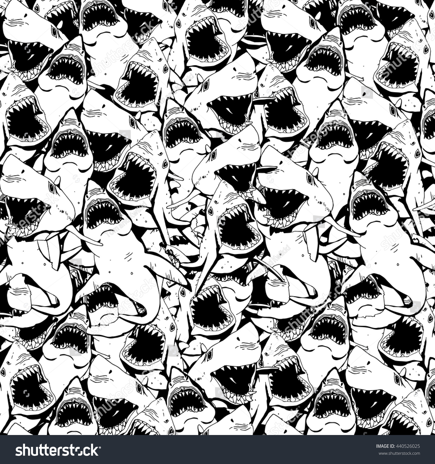 Angry Shark Collage Stock Vector (Royalty Free) 440526025