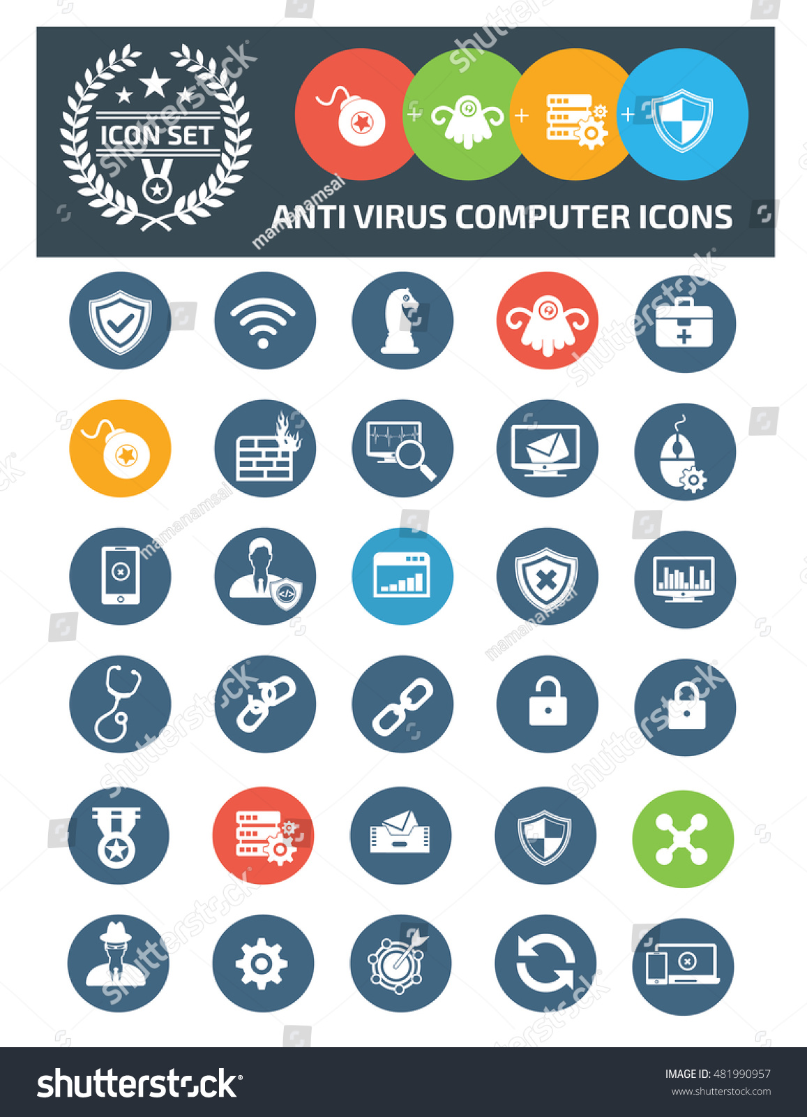 Anti Viruscomputer Iconsclean Vector Stock Vector (Royalty Free ...