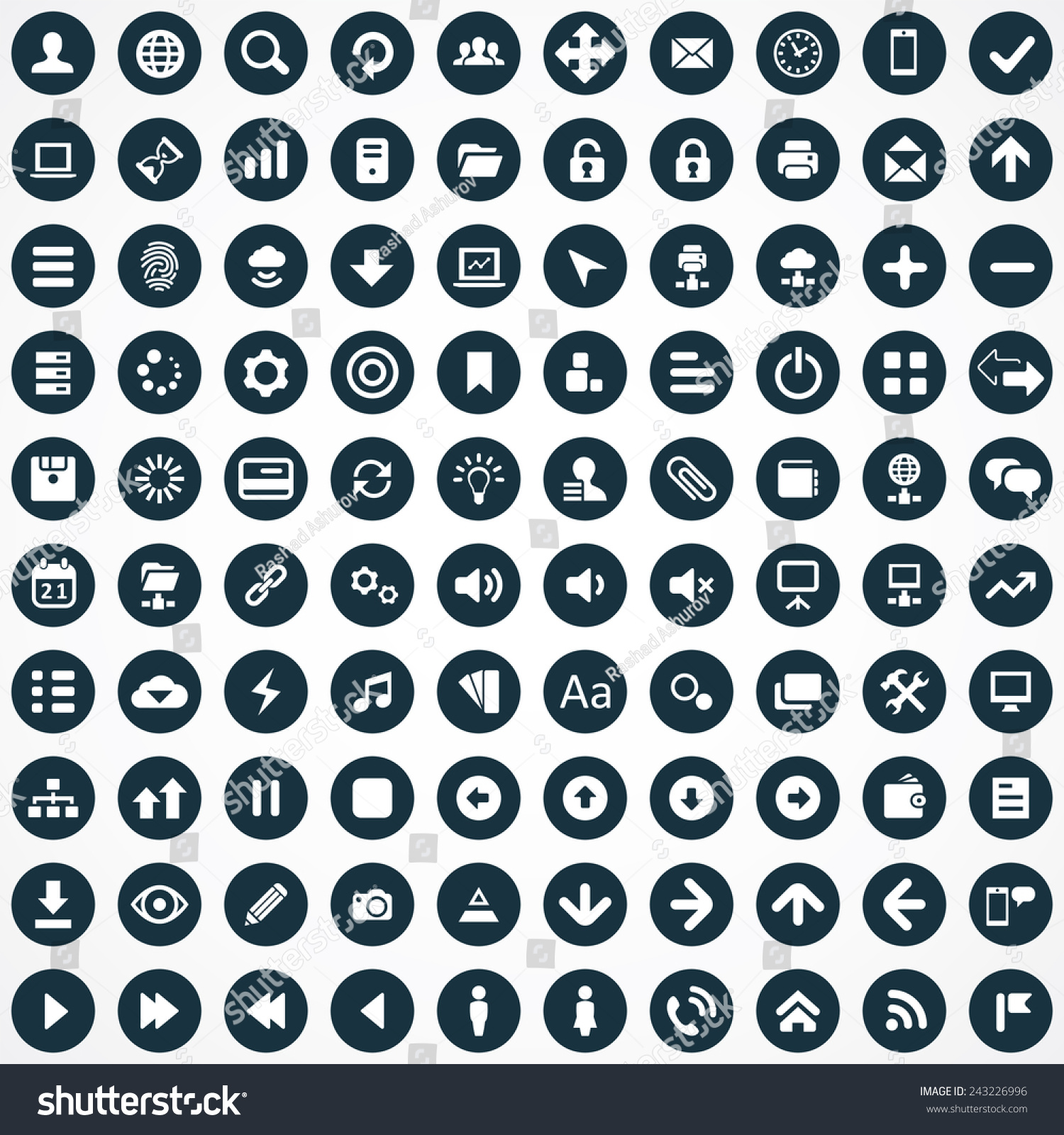 100 App Icons Big Universal Set: เวกเตอร์สต็อก (ปลอดค่าลิขสิทธิ์ ...
