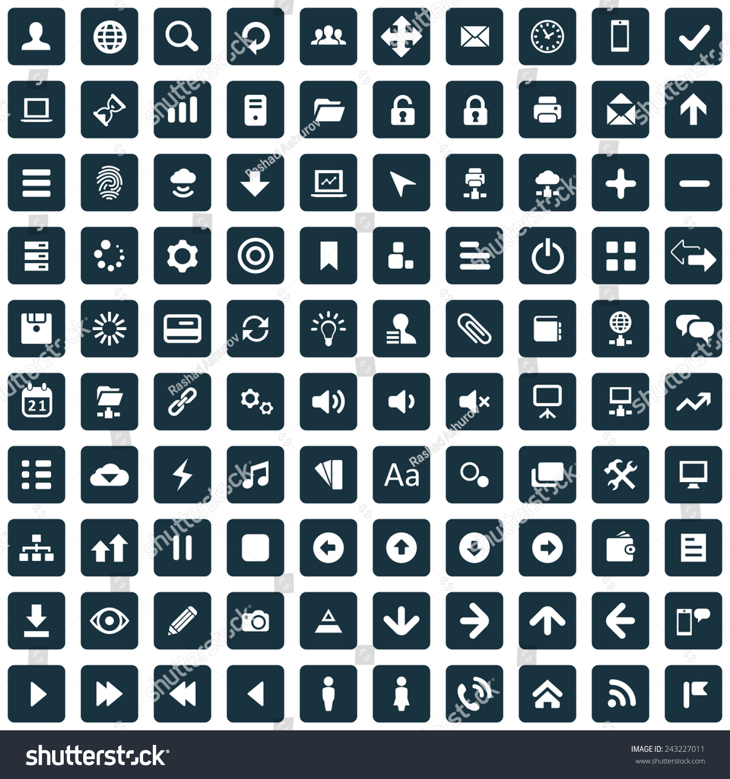 100 App Icons Big Universal Set Stock Vector (Royalty Free) 243227011 ...