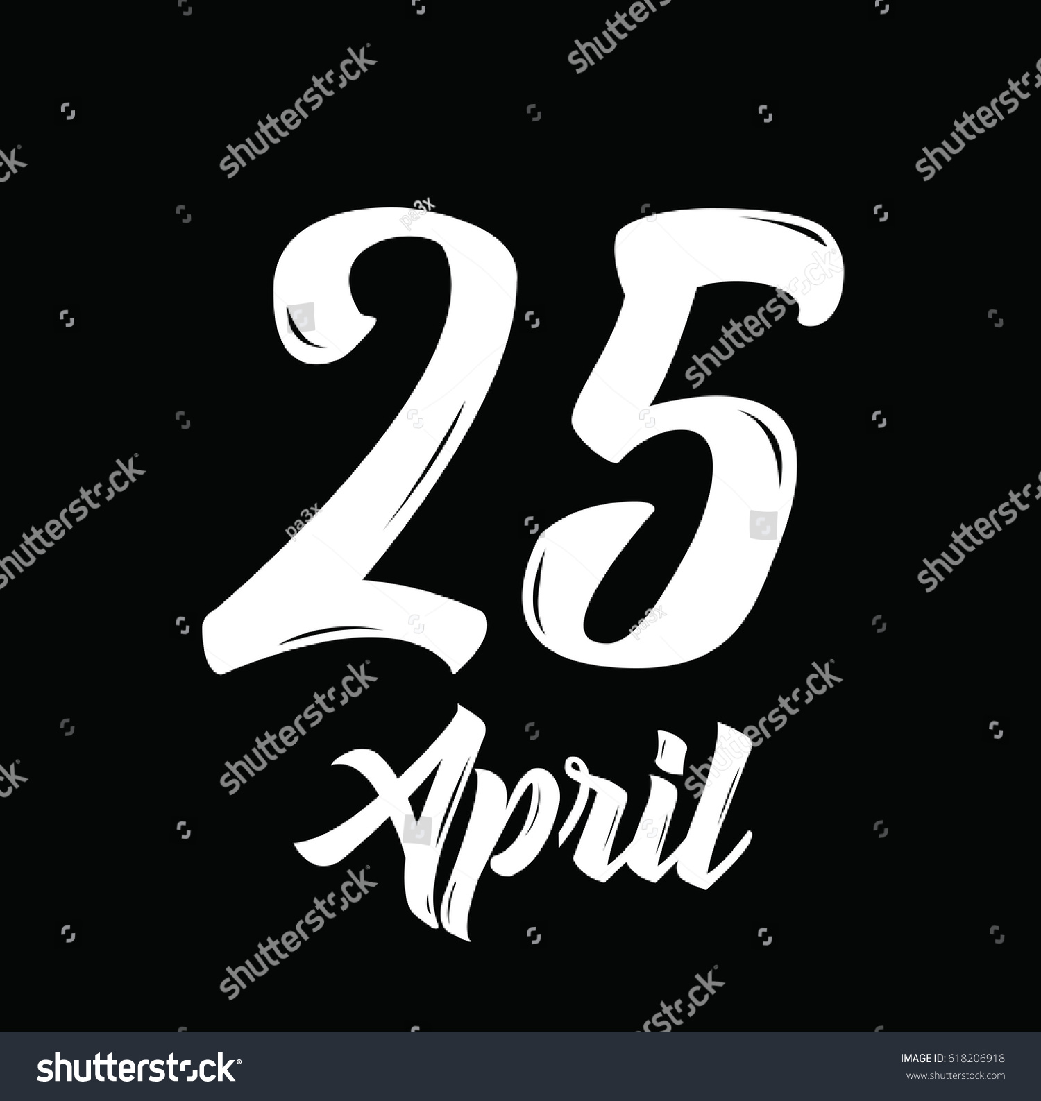 25 April Text Design Vector Calligraphy Stock Vector (Royalty Free ...