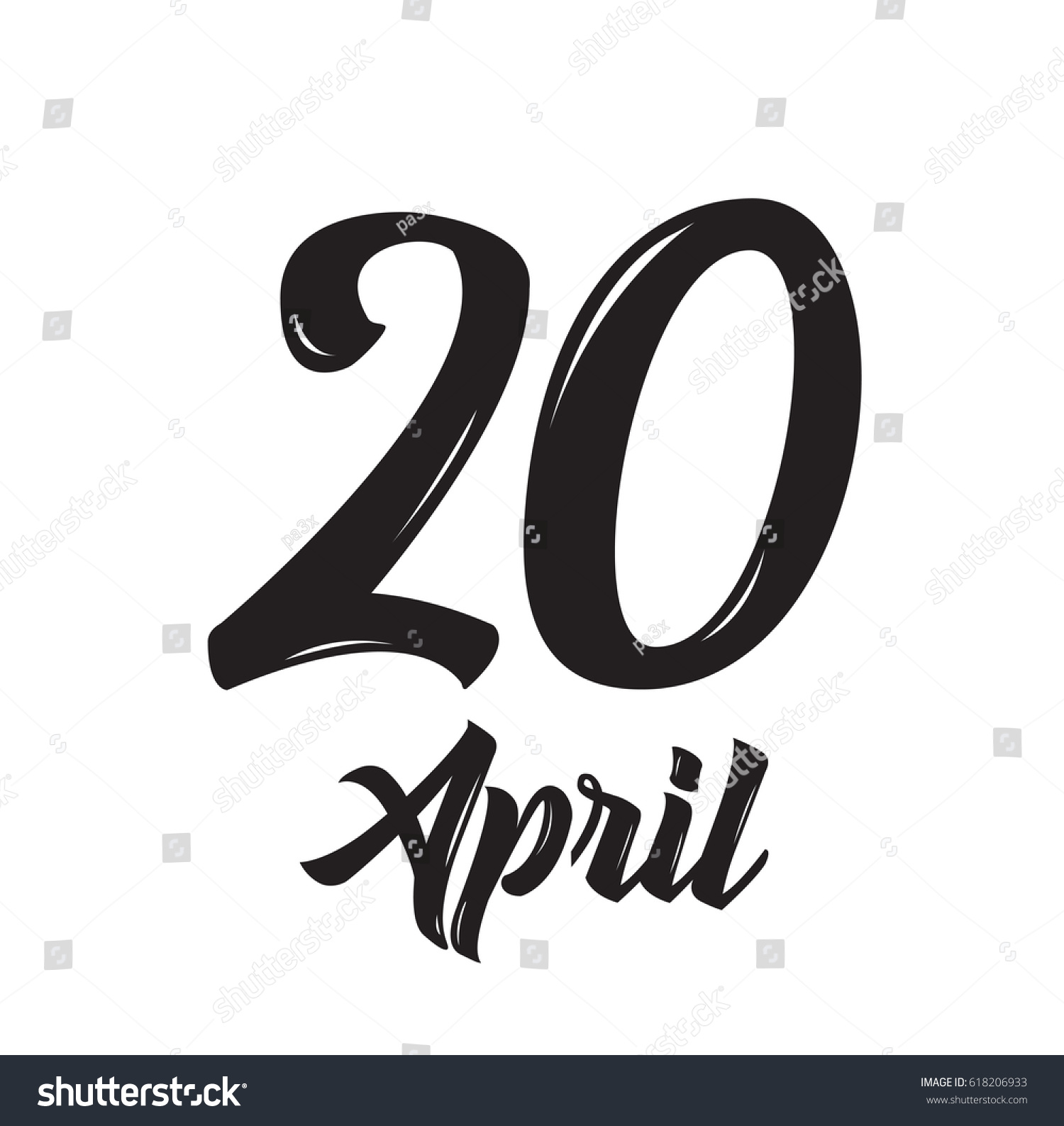 20 April Text Design Vector Calligraphy 库存矢量图（免版税）618206933 | Shutterstock