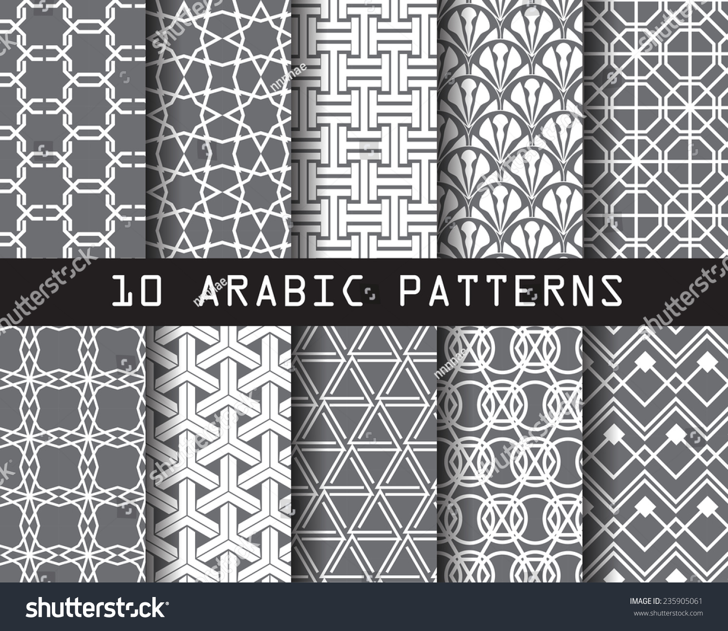 10 Arabic Seamless Patterns Pattern Swatches Stock Vector (Royalty Free ...
