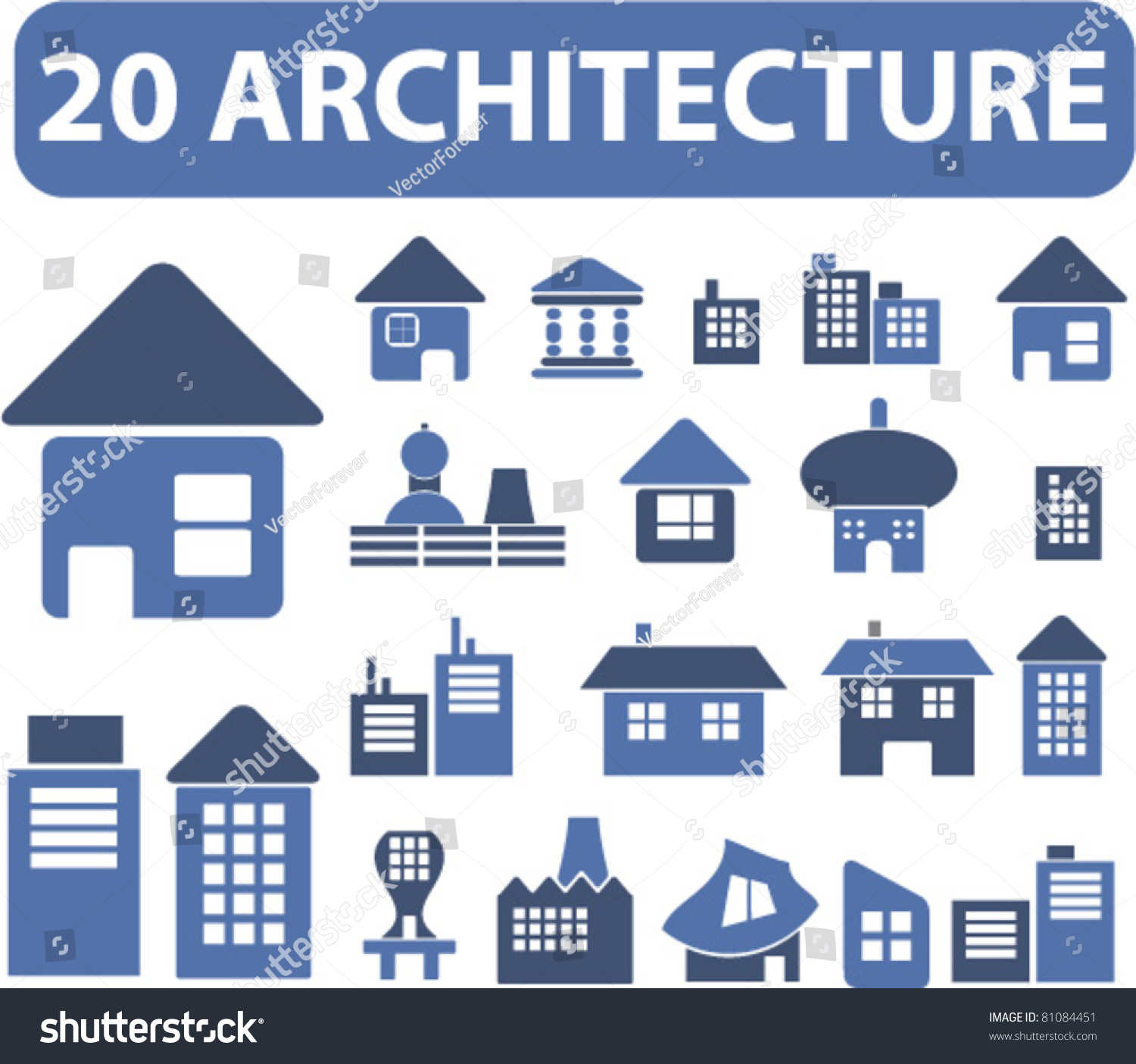 20 Architecture Icons Signs Vector Illustrations 库存矢量图（免版税）81084451 ...