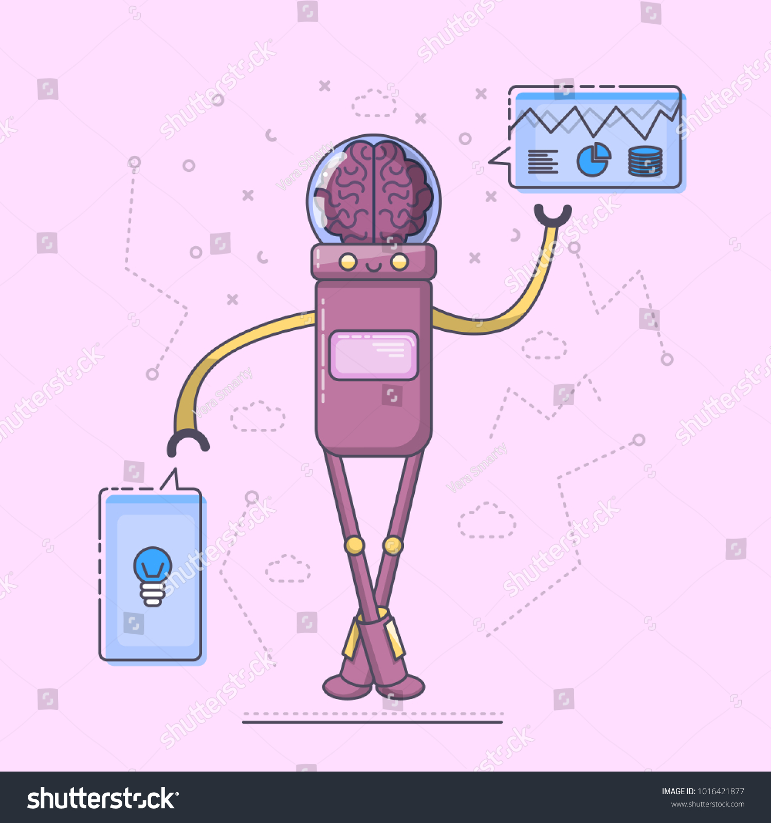 Artificial Intelligence Line Art Modern Illustration Stock Vector ...