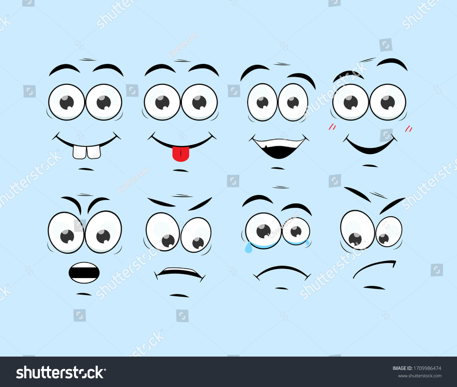 С caras cómicas de artoon. Sonrisa: vector de stock (libre de regalías ...