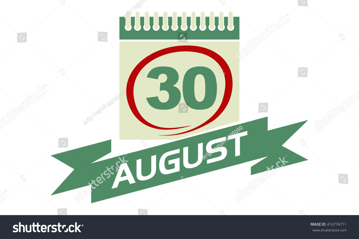 30 August Calendar Ribbon Stock Vector (Royalty Free) 416776711 ...