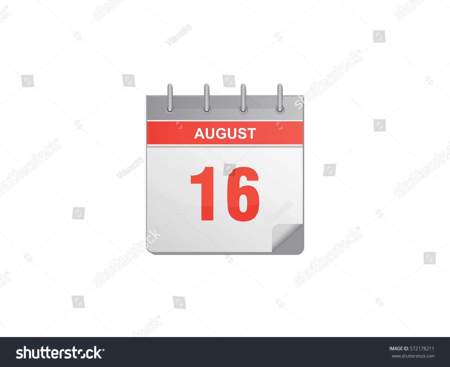 16 August Red Calendar Vector Illustration: vector de stock (libre de ...