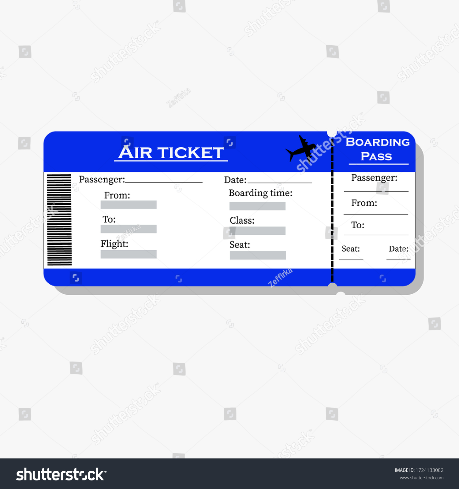 Vektor Stok Aviation Boarding Pass Vector Illustration (Tanpa Royalti ...