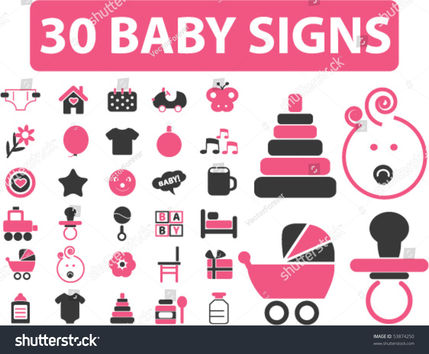 30 Baby Signs Vector Stock Vector (Royalty Free) 53874250