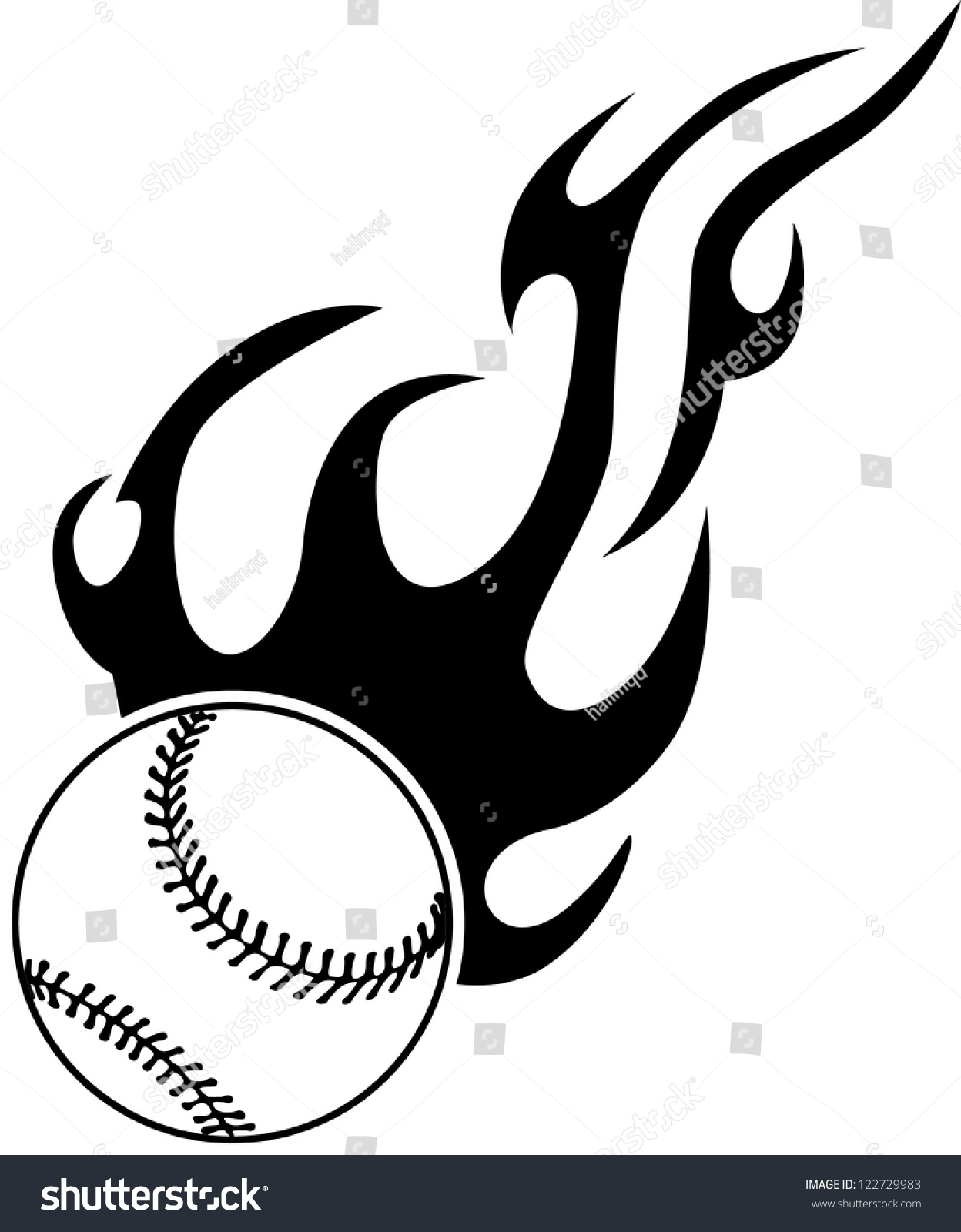 Baseball Flame Design Elements Stock Vector (Royalty Free) 122729983