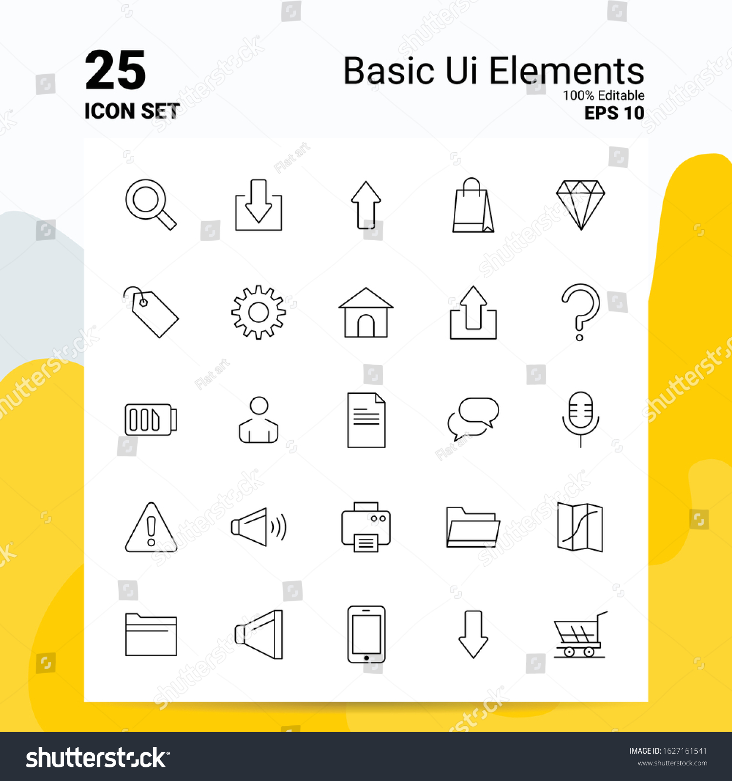 25 Basic Ui Elements Icon Set Stock Vector (Royalty Free) 1627161541 ...