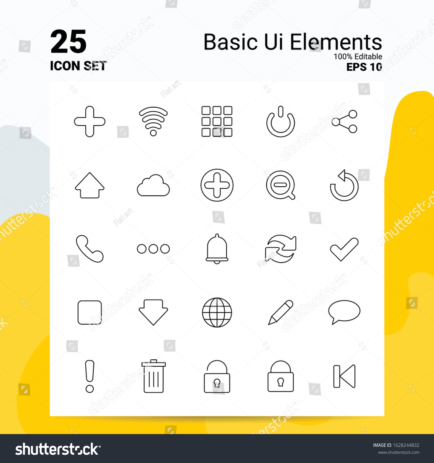25 Basic Ui Elements Icon Set: vector de stock (libre de regalías ...