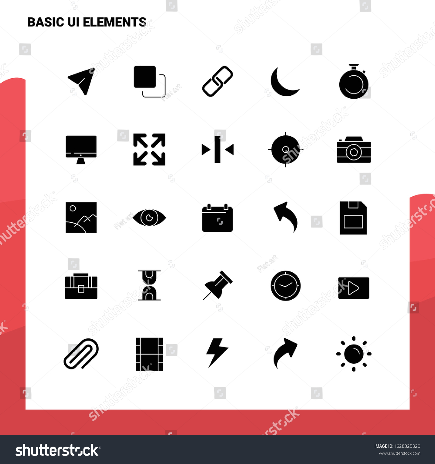 25 Basic Ui Elements Icon Set: Stock-Vektorgrafik (Lizenzfrei ...