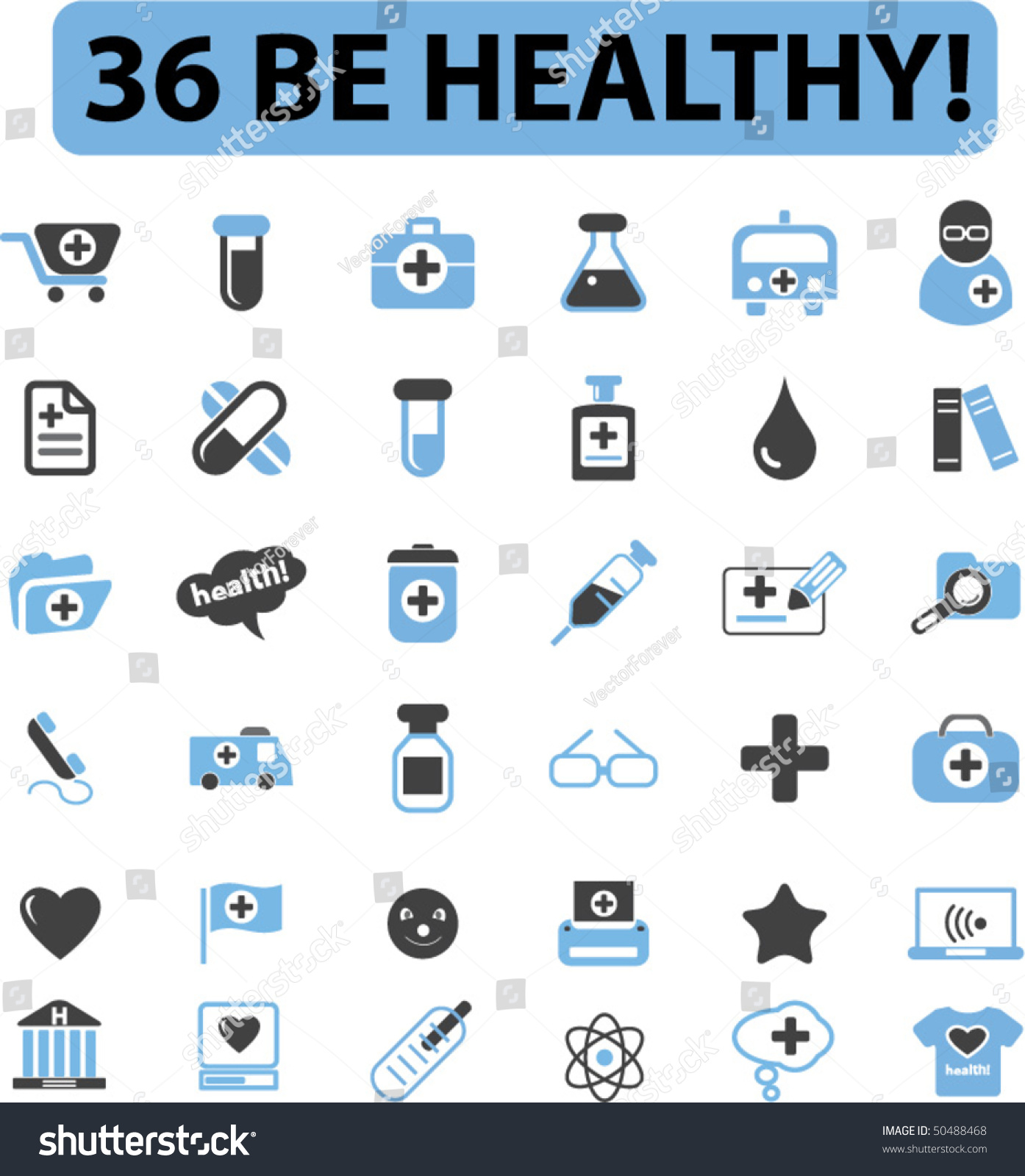 36 Be Healthy Signs. Vector - 50488468 : Shutterstock