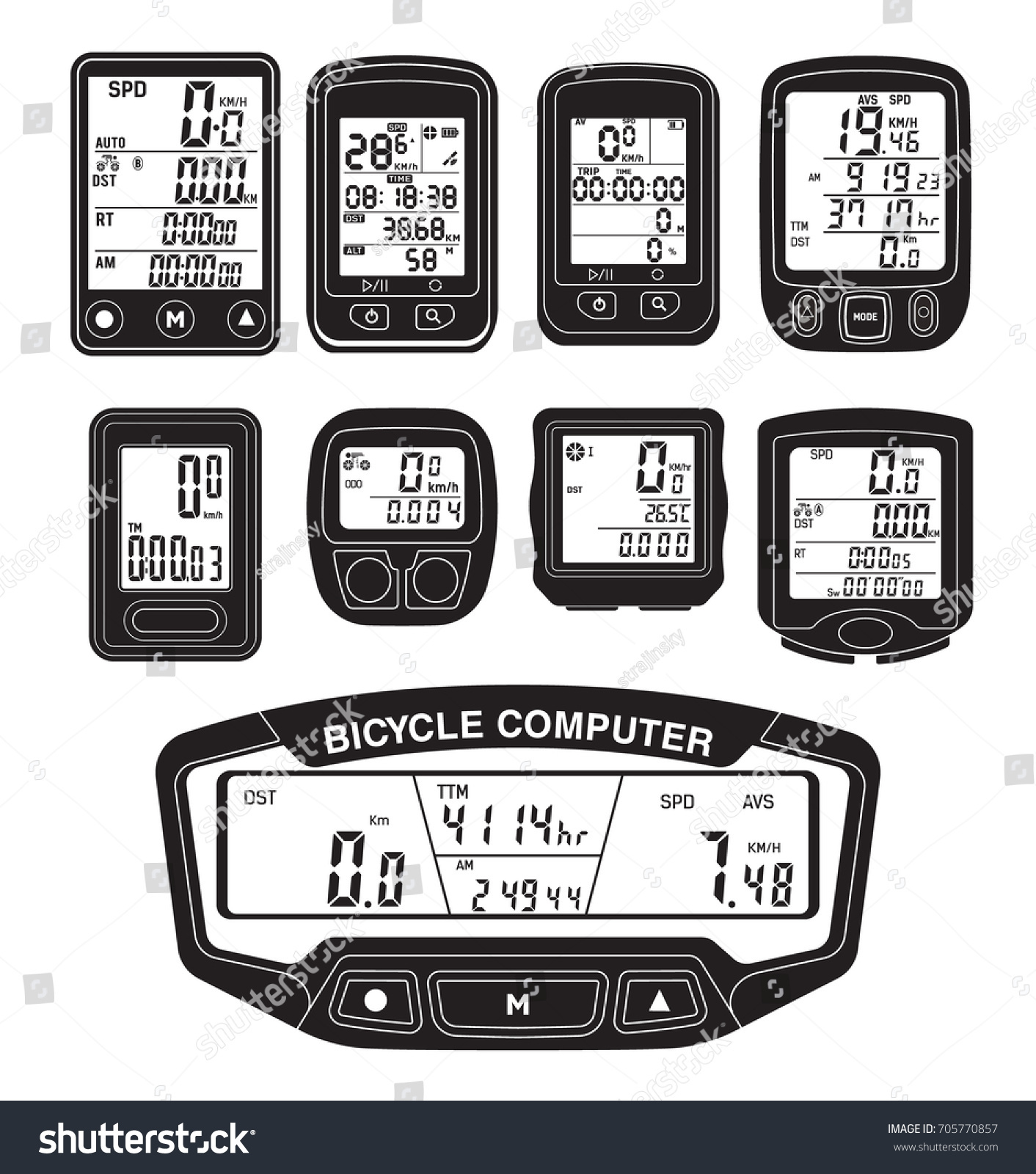 Bicycle Speedometer Computer Odometer Bike Vector Stock Vector (Royalty ...